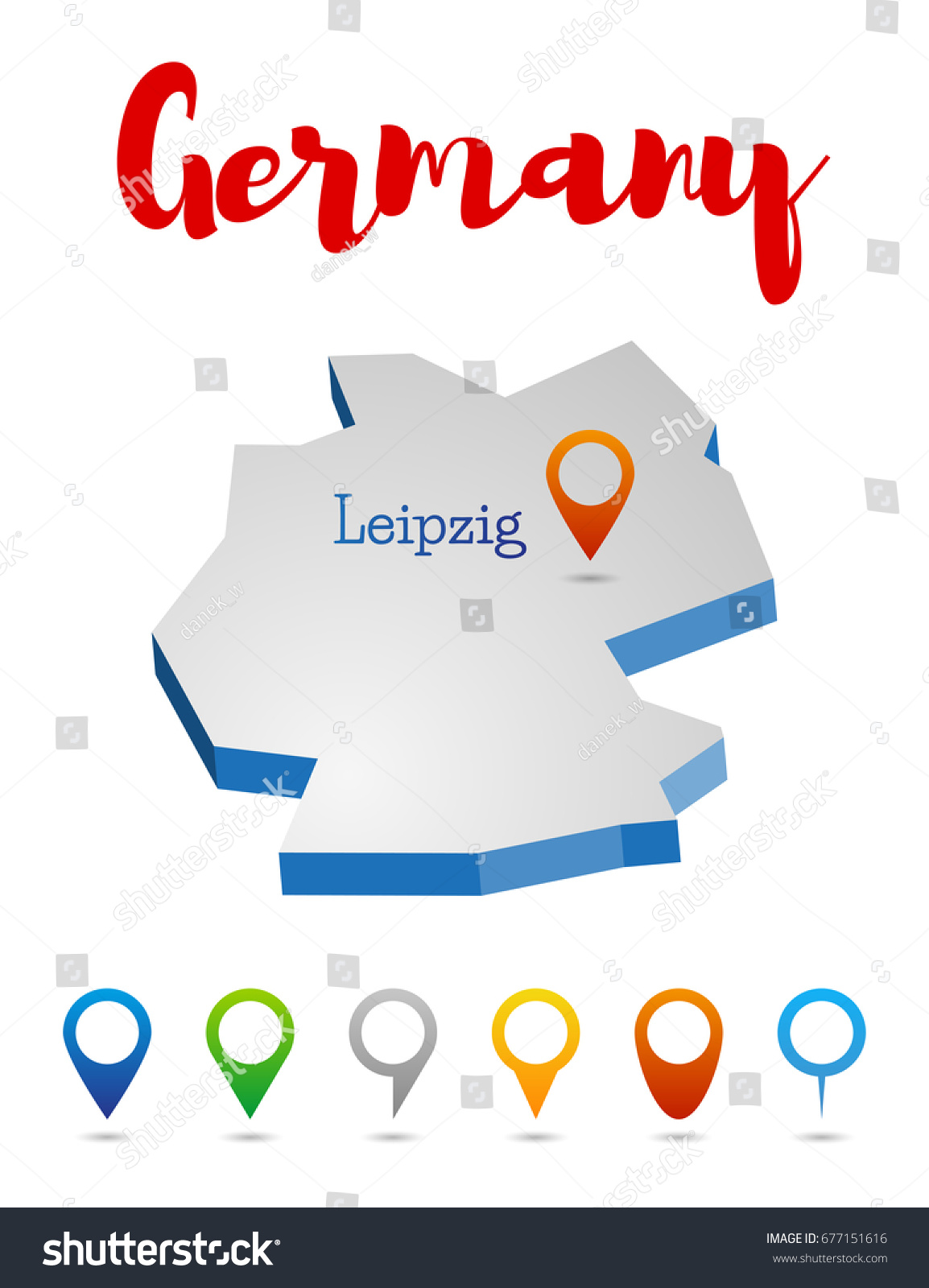 Germany Outline Map Leipzig Vector Illustration: เวกเตอร์สต็อก (ปลอดค่า ...