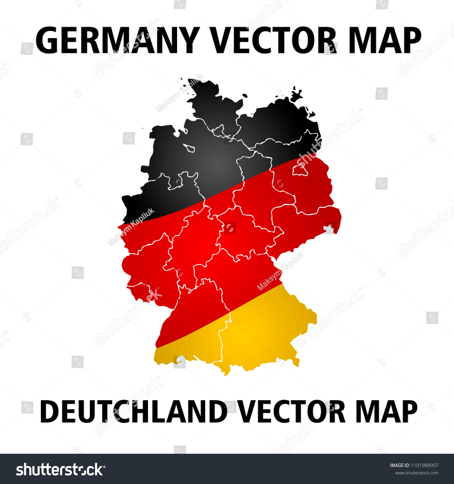 Germany Vector Stylized Map Stock Vector (Royalty Free) 1101988997
