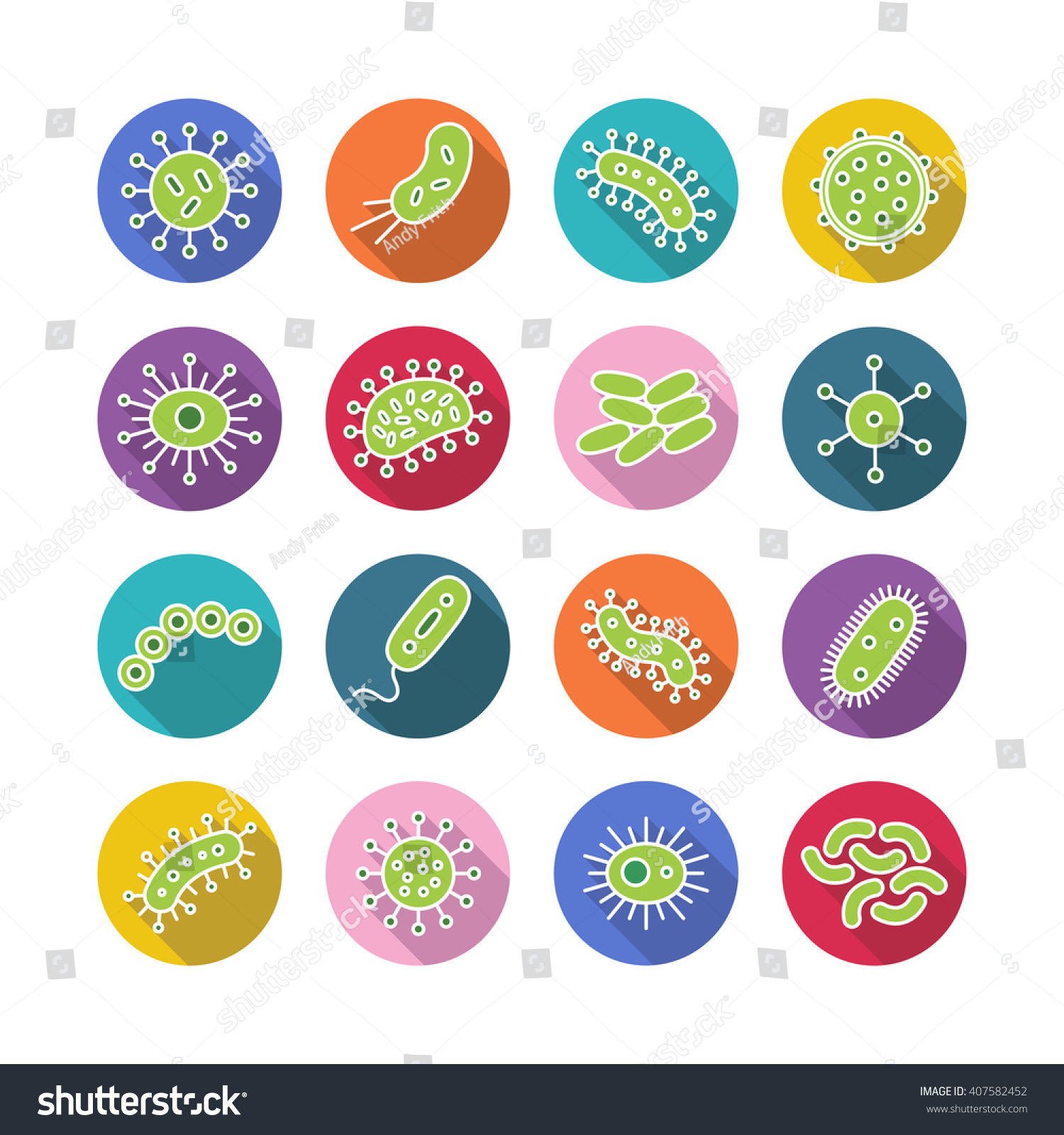 Germs Bacteria Icon Set Vector Illustration: vetor stock (livre de ...