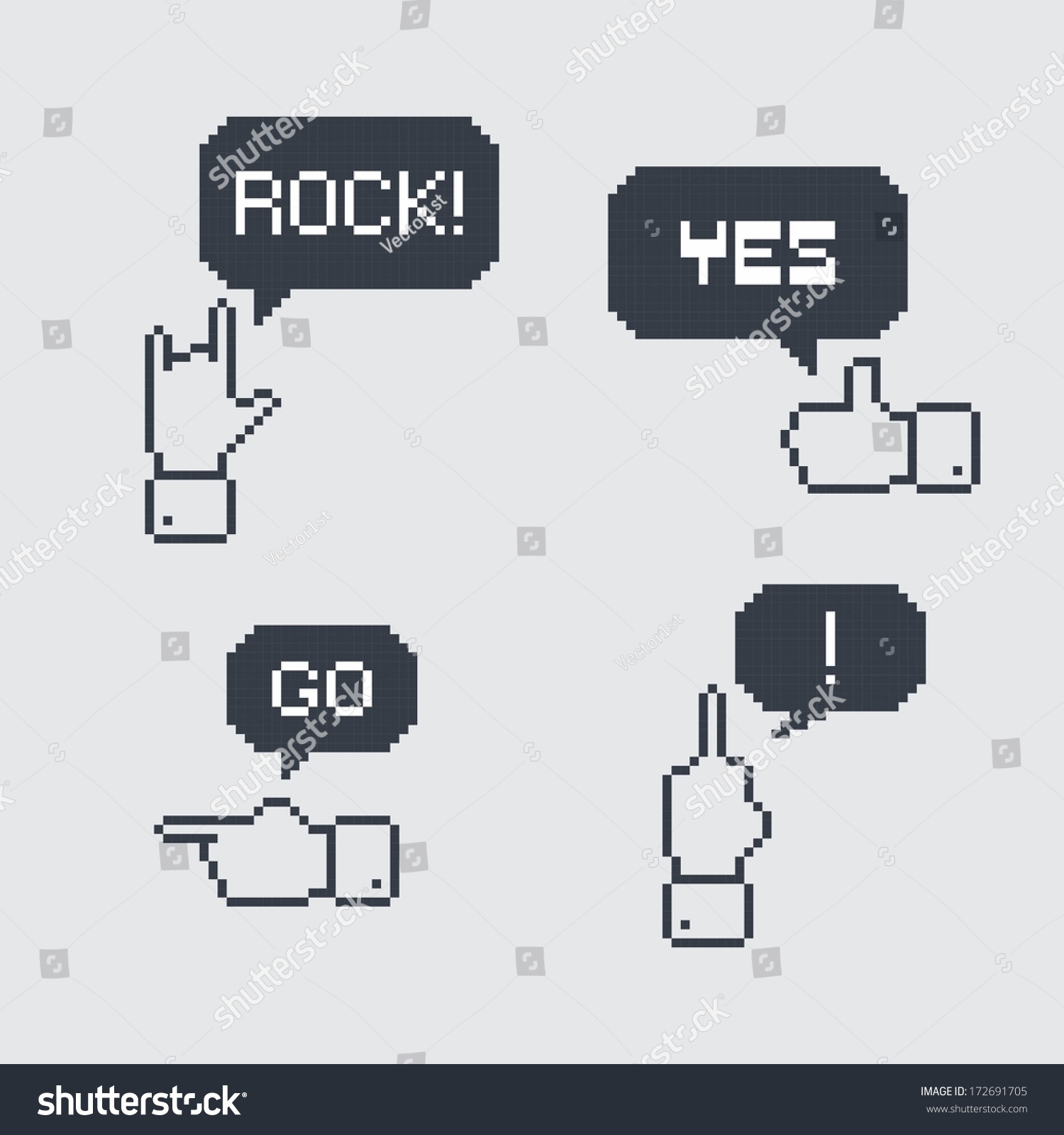 Gesture Hand Pixel Art Set Stock Vector (Royalty Free) 172691705