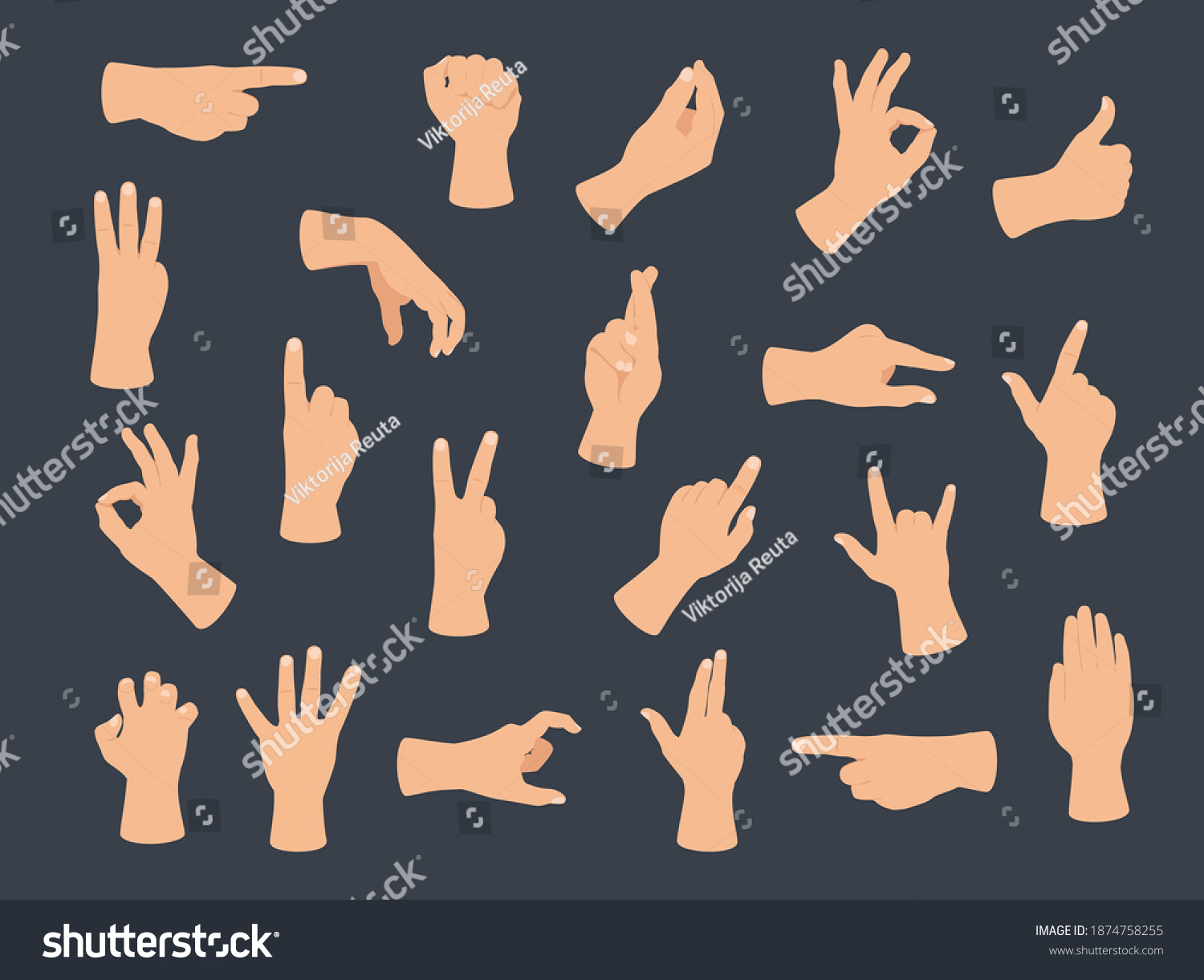 Gesturing Hand Set Hand Counting Gestures Stock Vector (Royalty Free ...