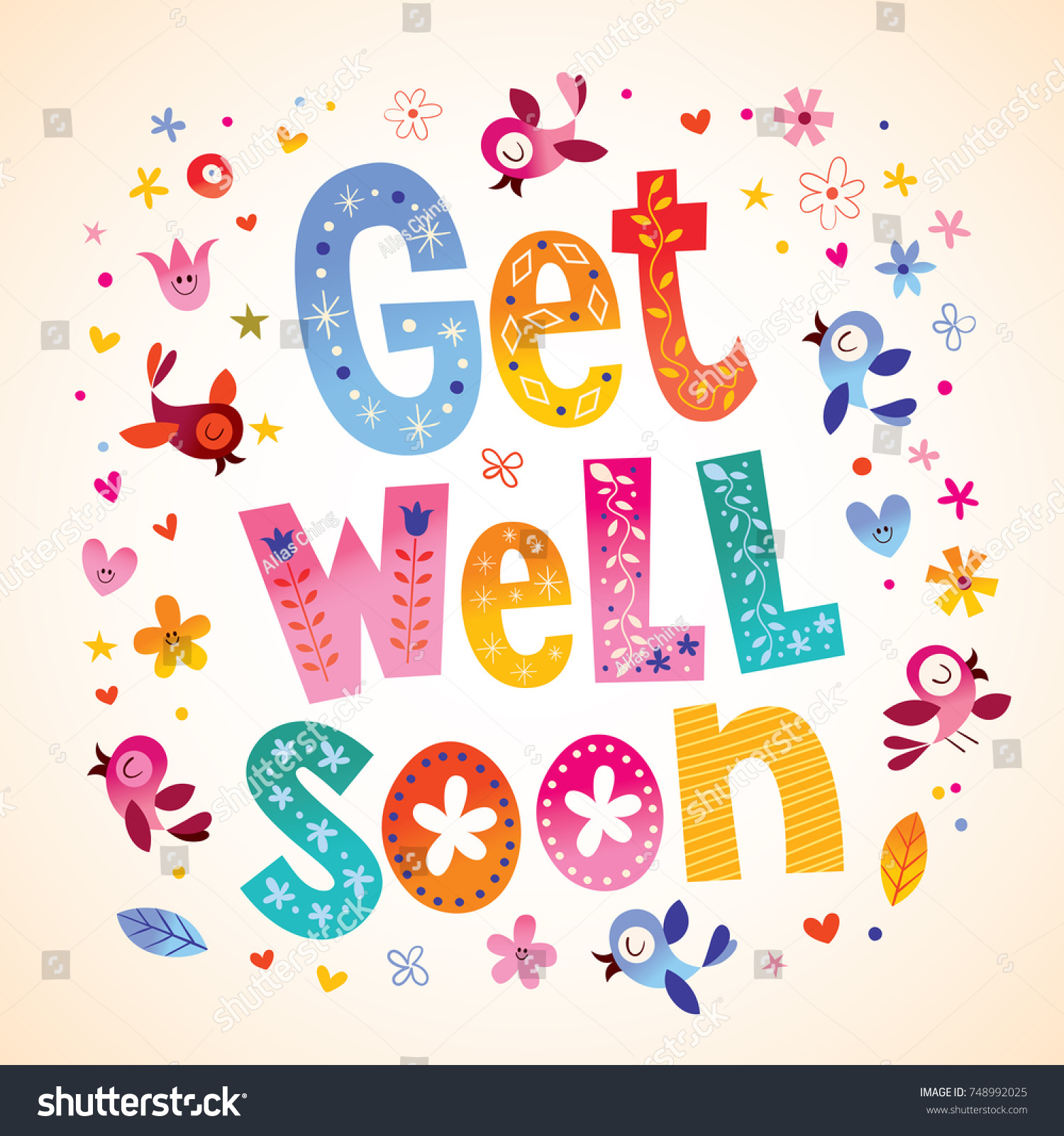 Get Well Soon Card: เวกเตอร์สต็อก (ปลอดค่าลิขสิทธิ์) 748992025 ...