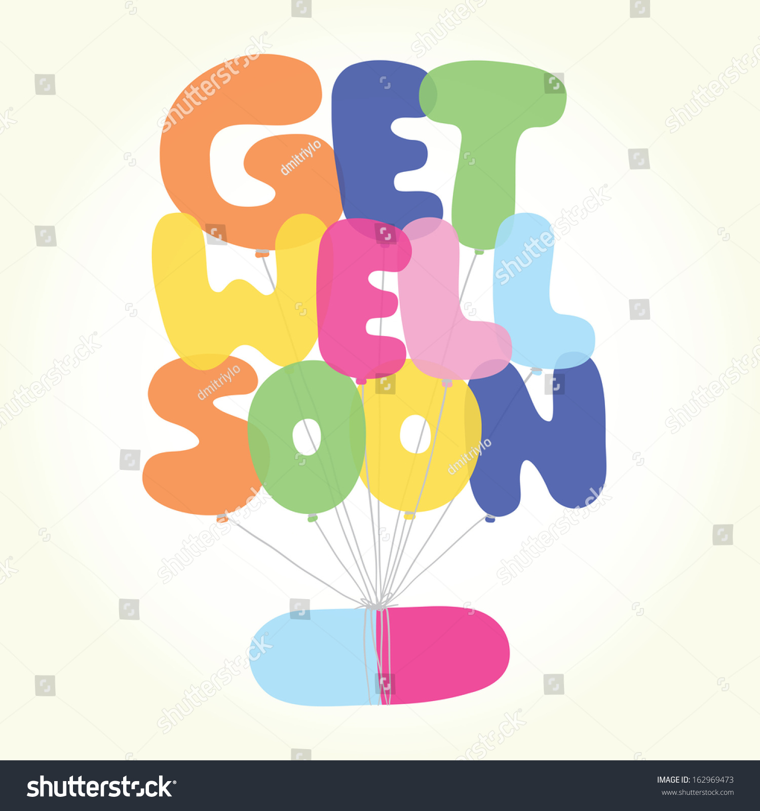 Get Well Soon Vector Postcard Stock Vector (Royalty Free) 162969473