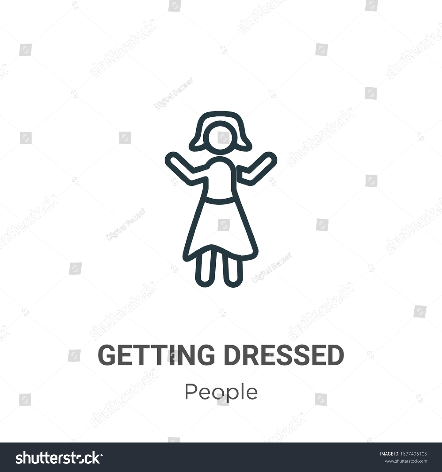 Getting Dressed Outline Vector Icon Thin Stock Vector (Royalty Free ...