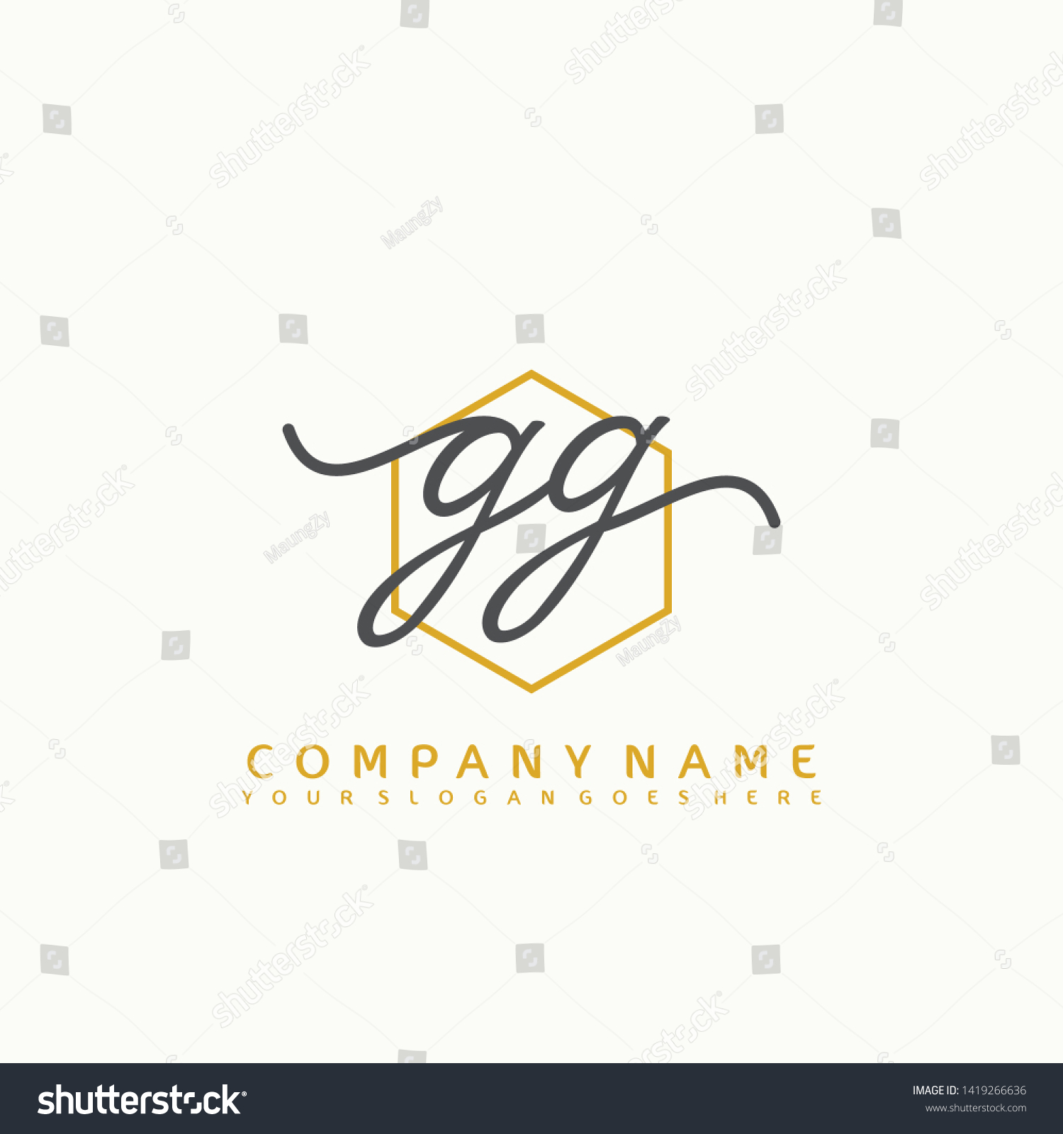Gg Initial Handwriting Logo Concept Stock Vector (Royalty Free ...