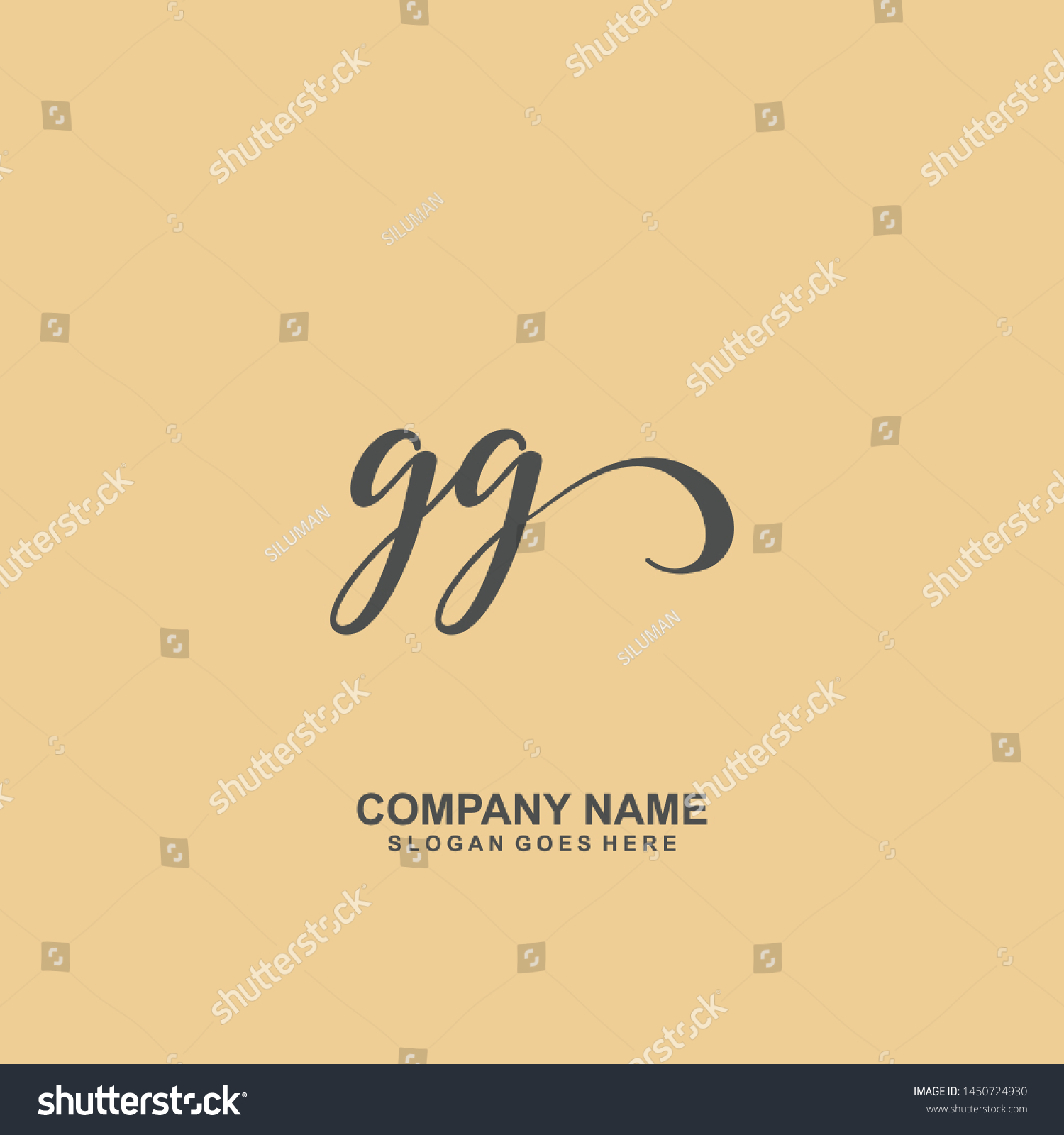 Gg Initial Handwriting Logo Vector Stock Vector (Royalty Free) 1450724930