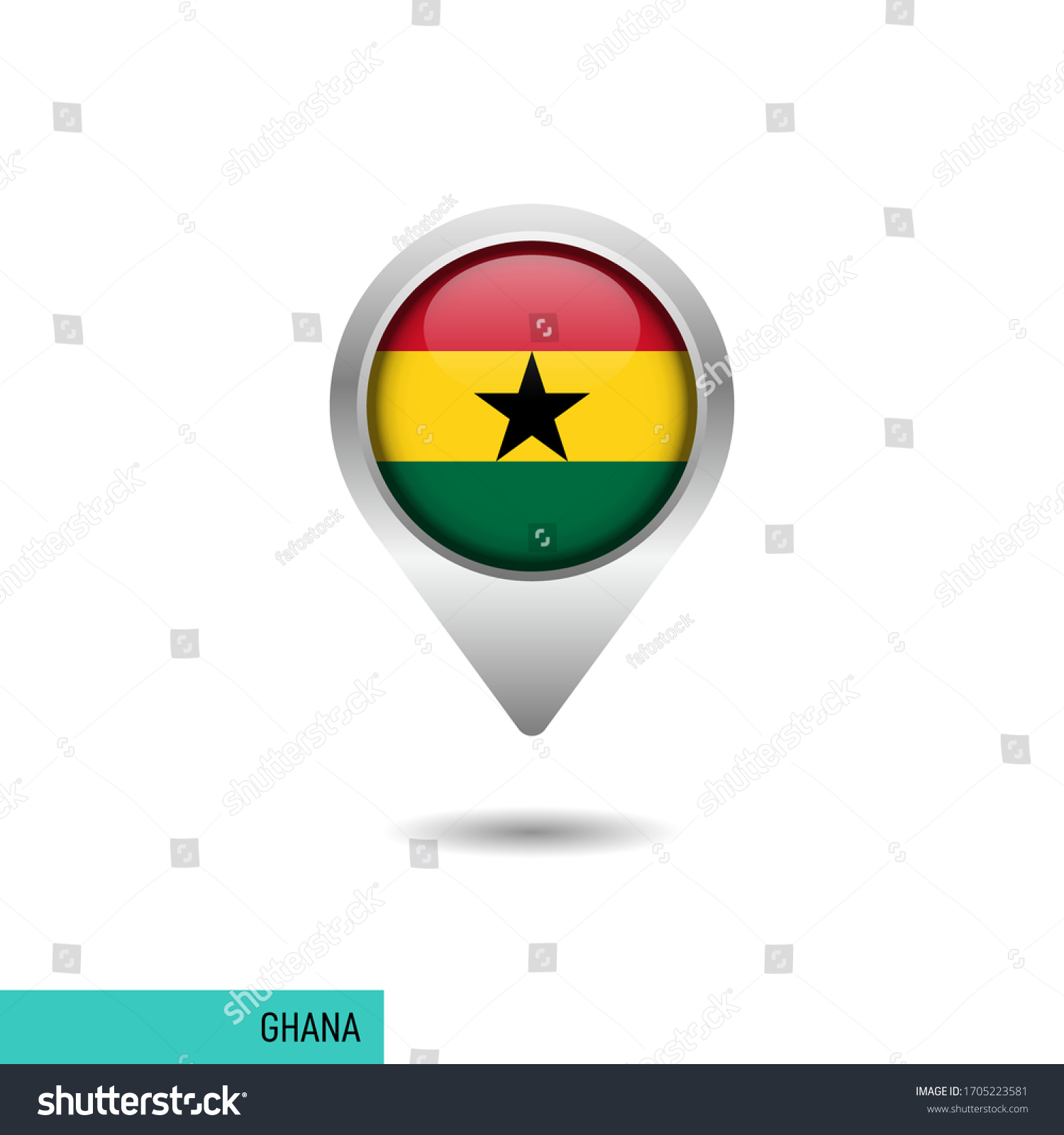 Ghana Flag Map Pin Vector Design Stock Vector (Royalty Free) 1705223581 ...