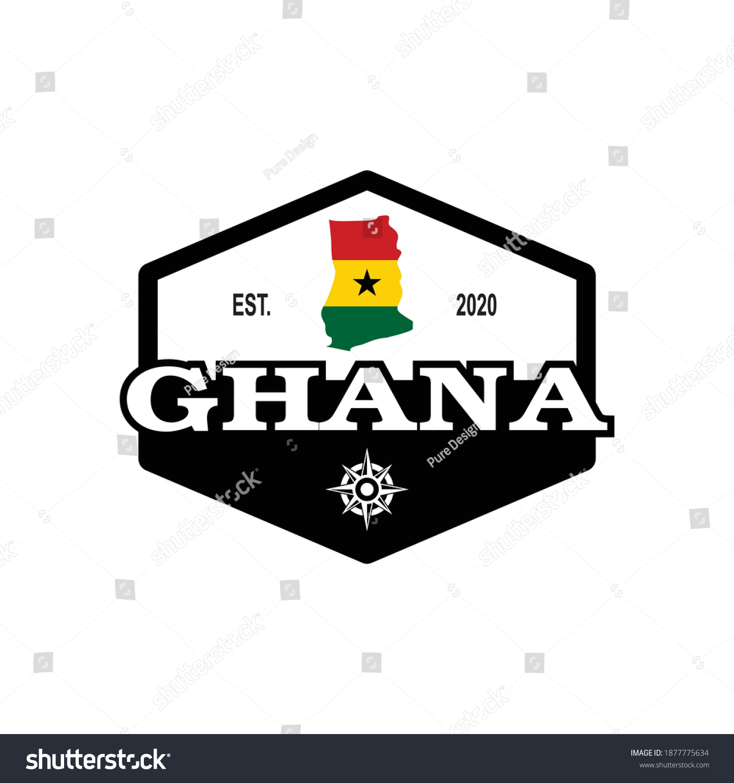 Ghana Map Vector Country Logo Stock Vector (Royalty Free) 1877775634 ...
