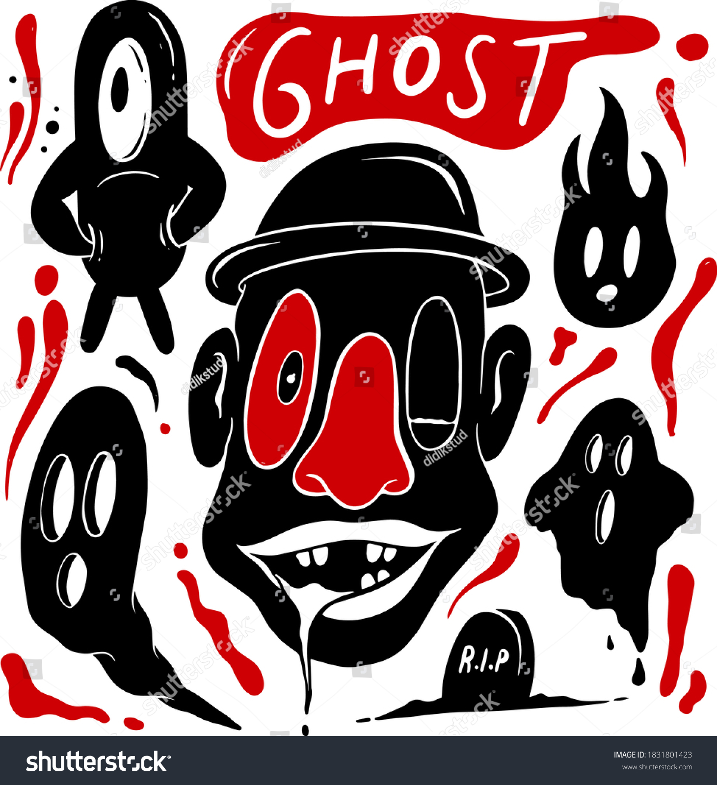 Ghost Doodles Art Set Illustration Stock Vector (Royalty Free ...