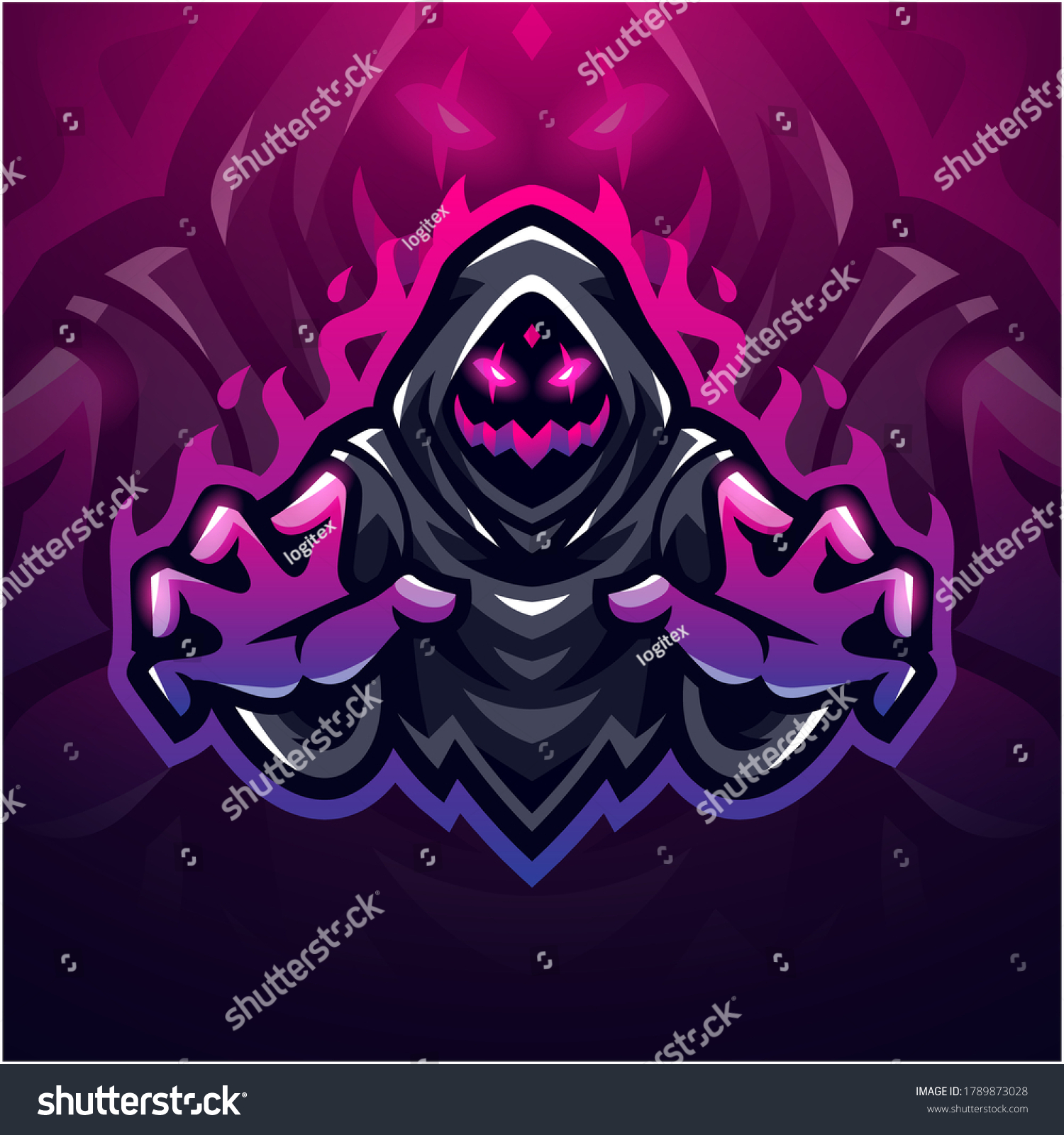 Ghost Esport Mascot Logo Design Stock Vector (Royalty Free) 1789873028
