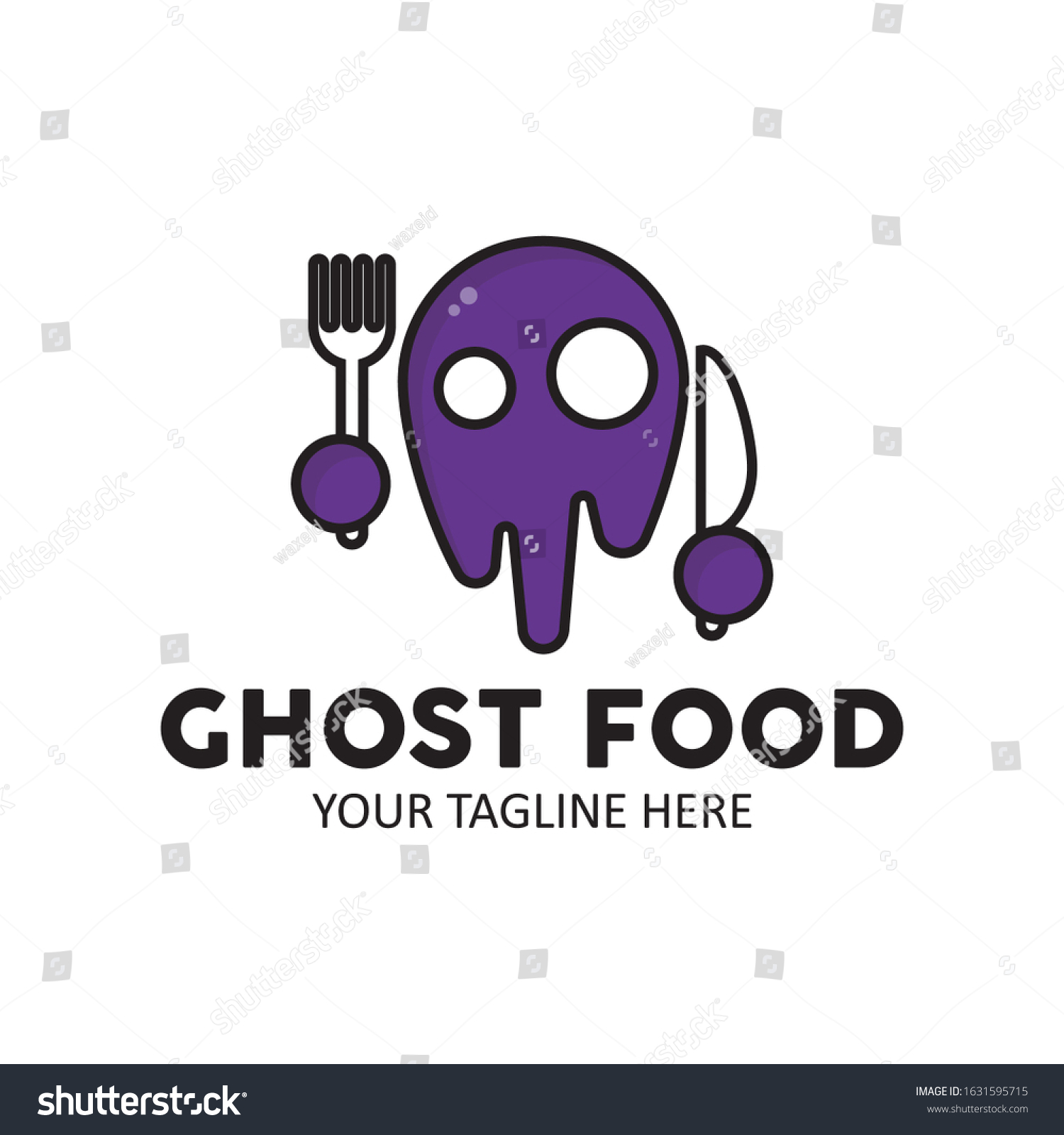 Ghost Food Logo Vector Illustration Stock Vector (Royalty Free) 1631595715