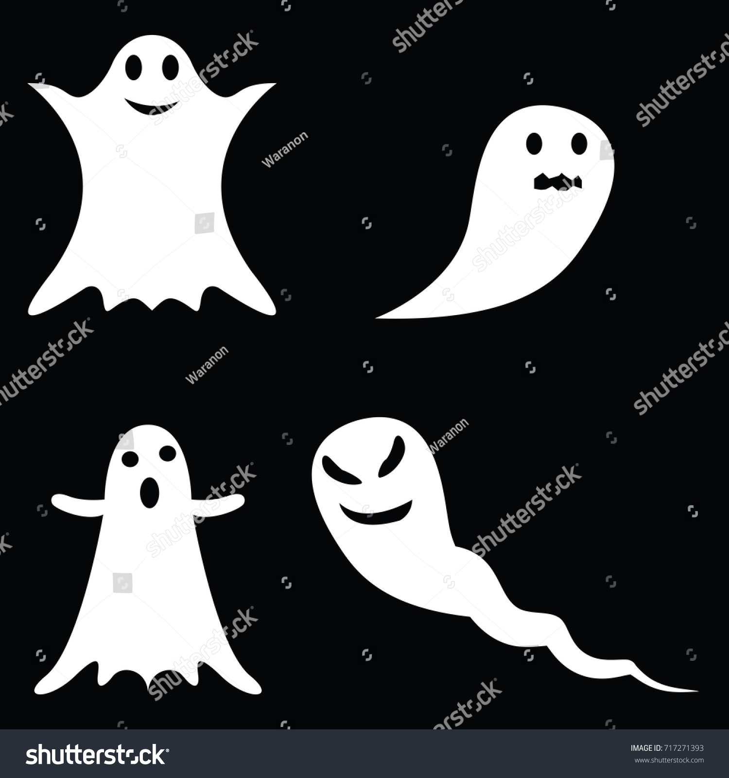 Ghost Icon Set Stock Vector (Royalty Free) 717271393 | Shutterstock