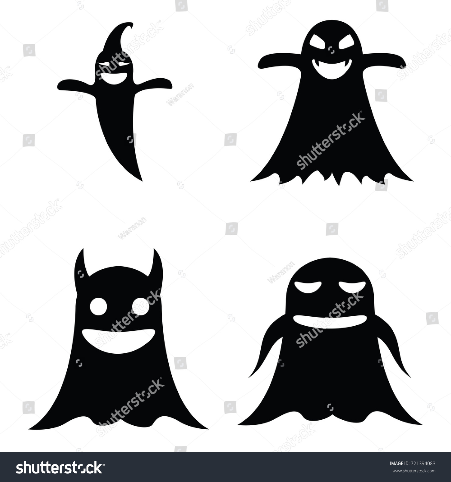 Ghost Icon Set Stock Vector (Royalty Free) 721394083 | Shutterstock