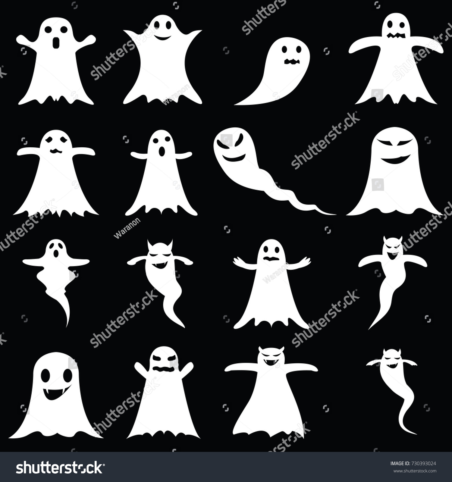 Ghost Icon Set Stock Vector (Royalty Free) 730393024 | Shutterstock