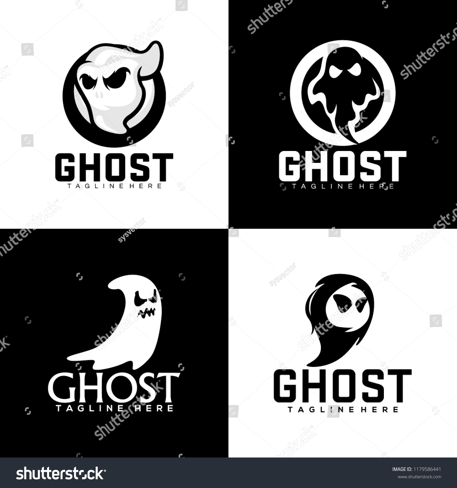 Ghost Logo Design Template: เวกเตอร์สต็อก (ปลอดค่าลิขสิทธิ์) 1179586441 ...