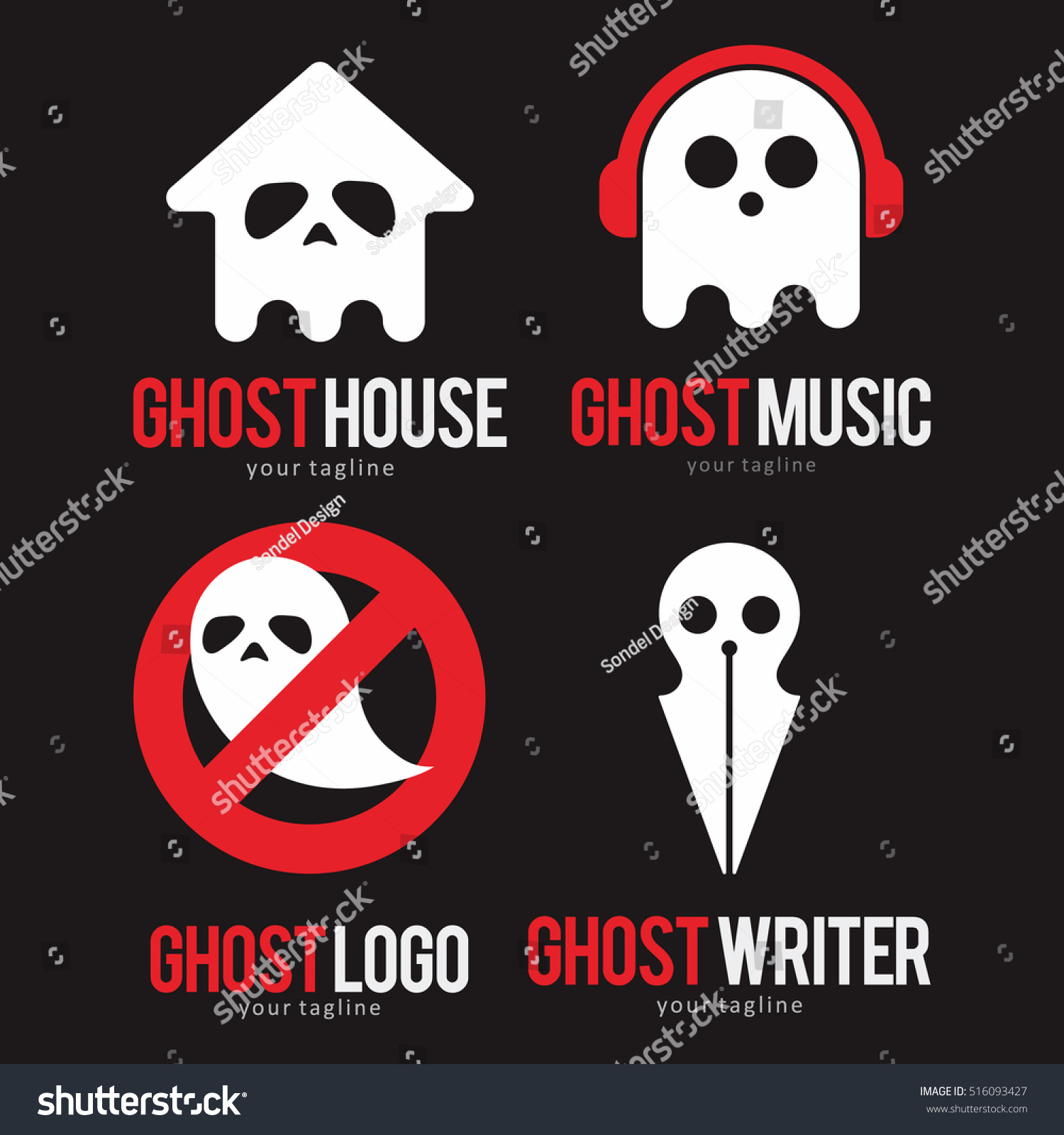 「Ghost Logo Icon Symbol Emblem Template」のベクター画像素材（ロイヤリティフリー） 516093427 ...