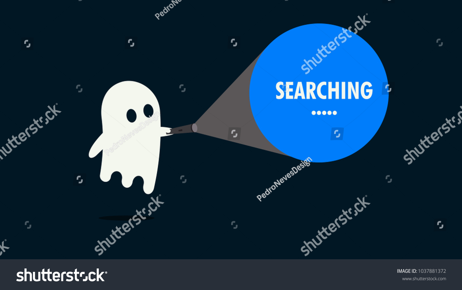 Ghost Searching Something His Flashlight Vector: vector de stock (libre ...