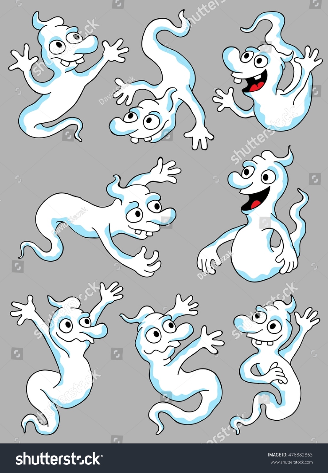 Ghosts Vector Cartoon Illustration Each Pose: vetor stock (livre de ...