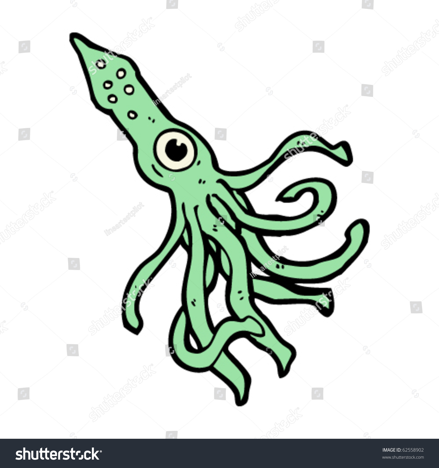 caricatura de calamar gigante: vector de stock (libre de regalías ...