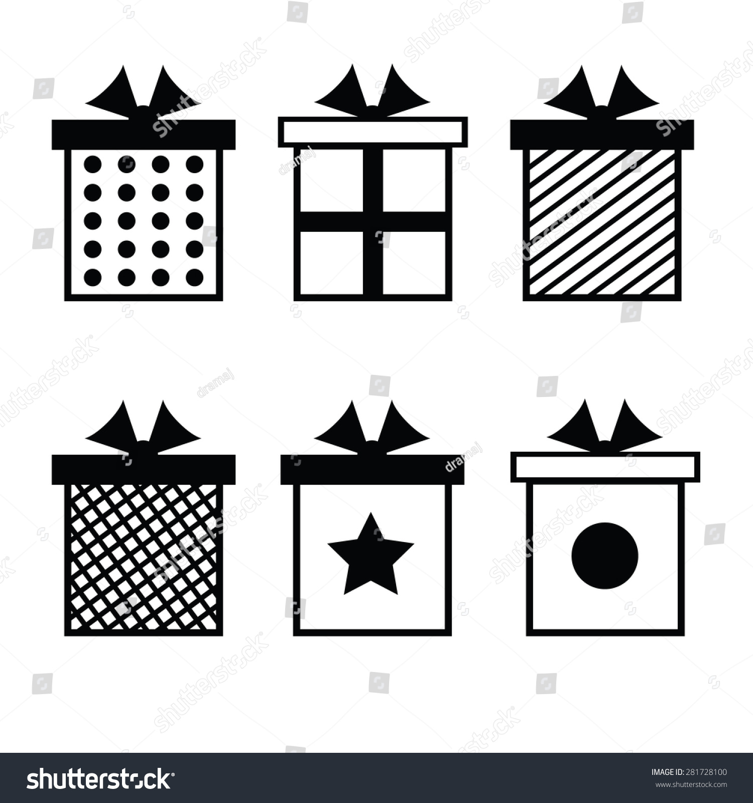 Gift Box Black White Vector Stock Vector (Royalty Free) 281728100 ...