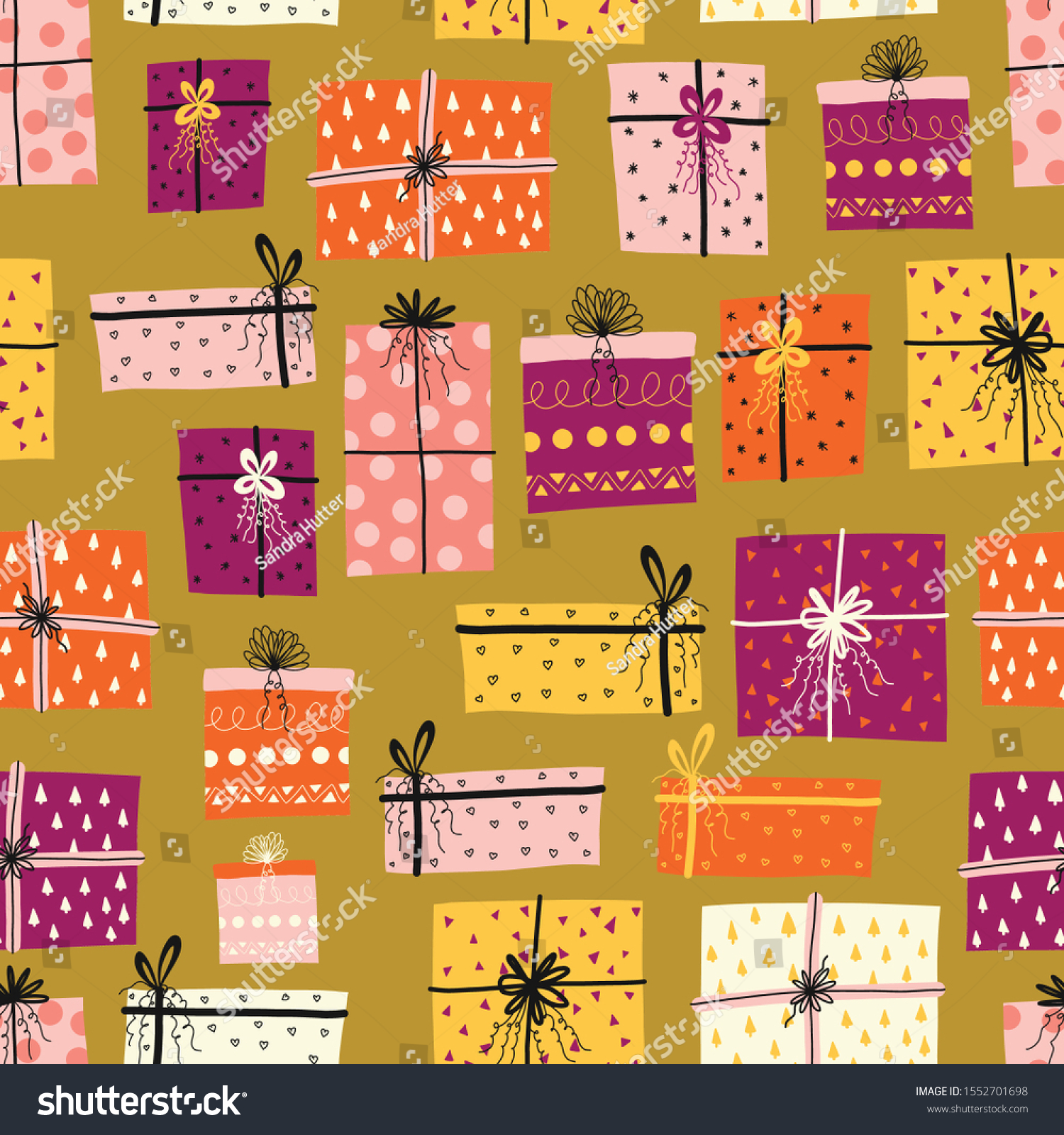 Gift Boxes Seamless Vector Background Repeating Stock Vector (Royalty ...