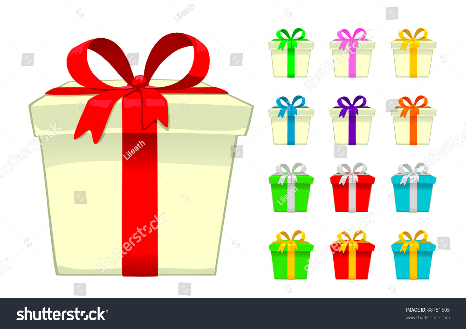 Gift Boxes Set Several Color Variations Stock Vector (Royalty Free ...