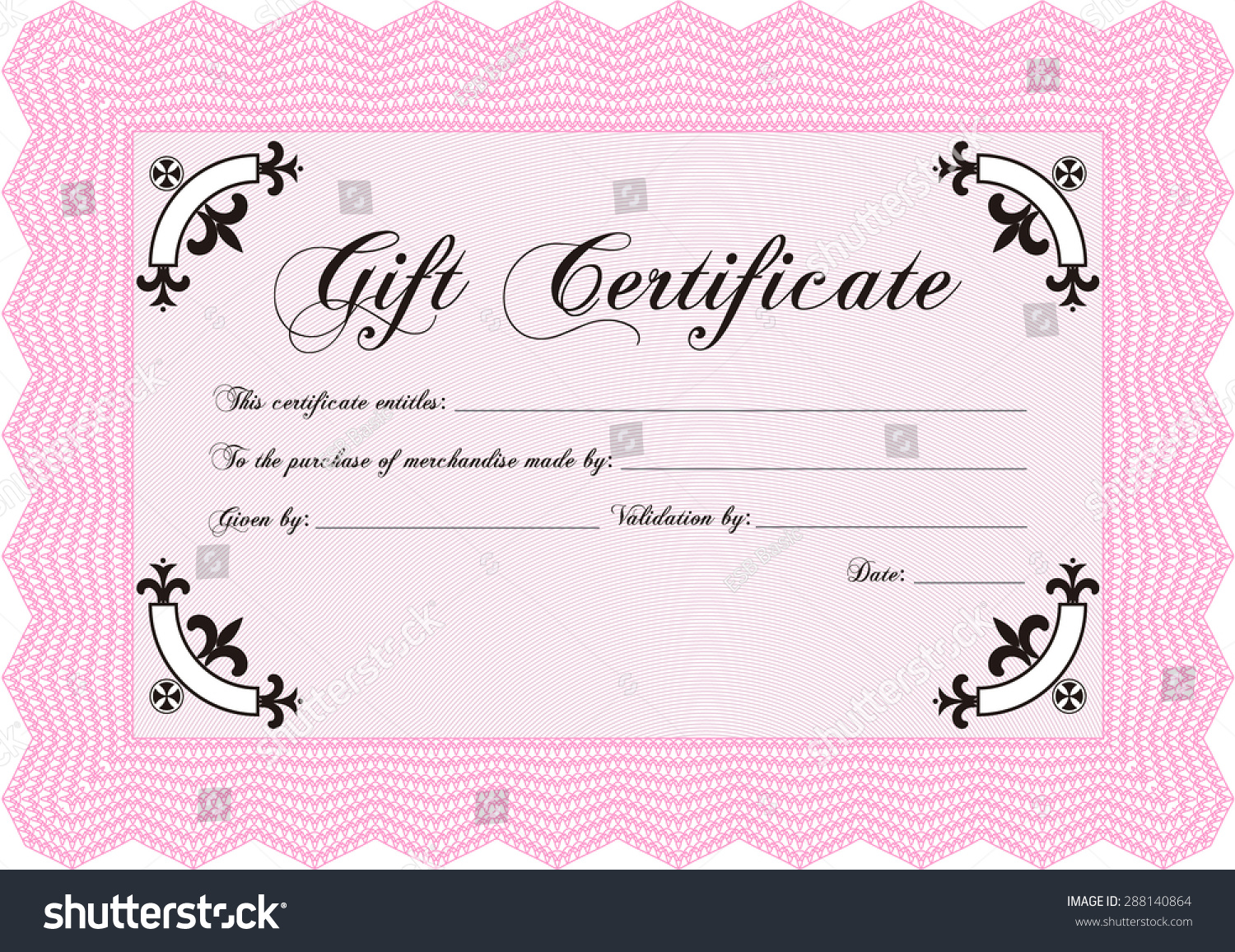 Gift Certificate Template Border Framecomplex Background Stock Vector ...
