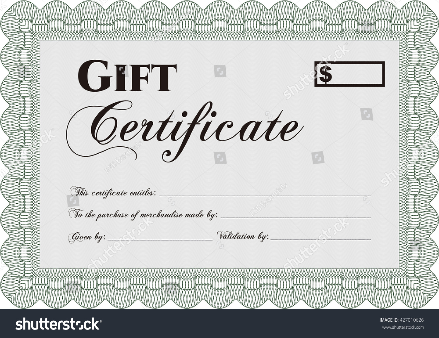 Gift Certificate Template Superior Design Border Stock Vector (Royalty ...