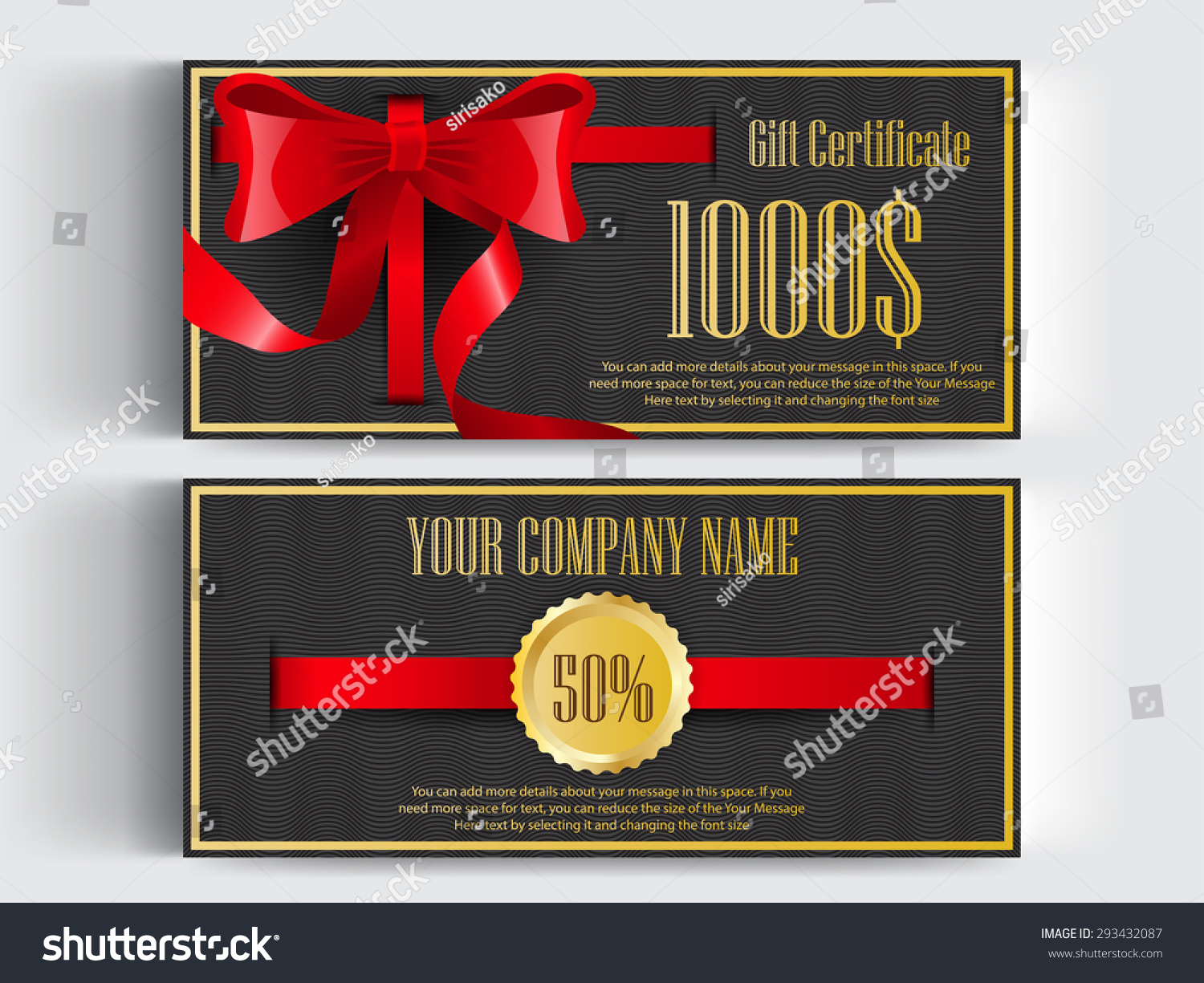 Gift Certificate Voucher Card Template Design Stock Vector (Royalty ...