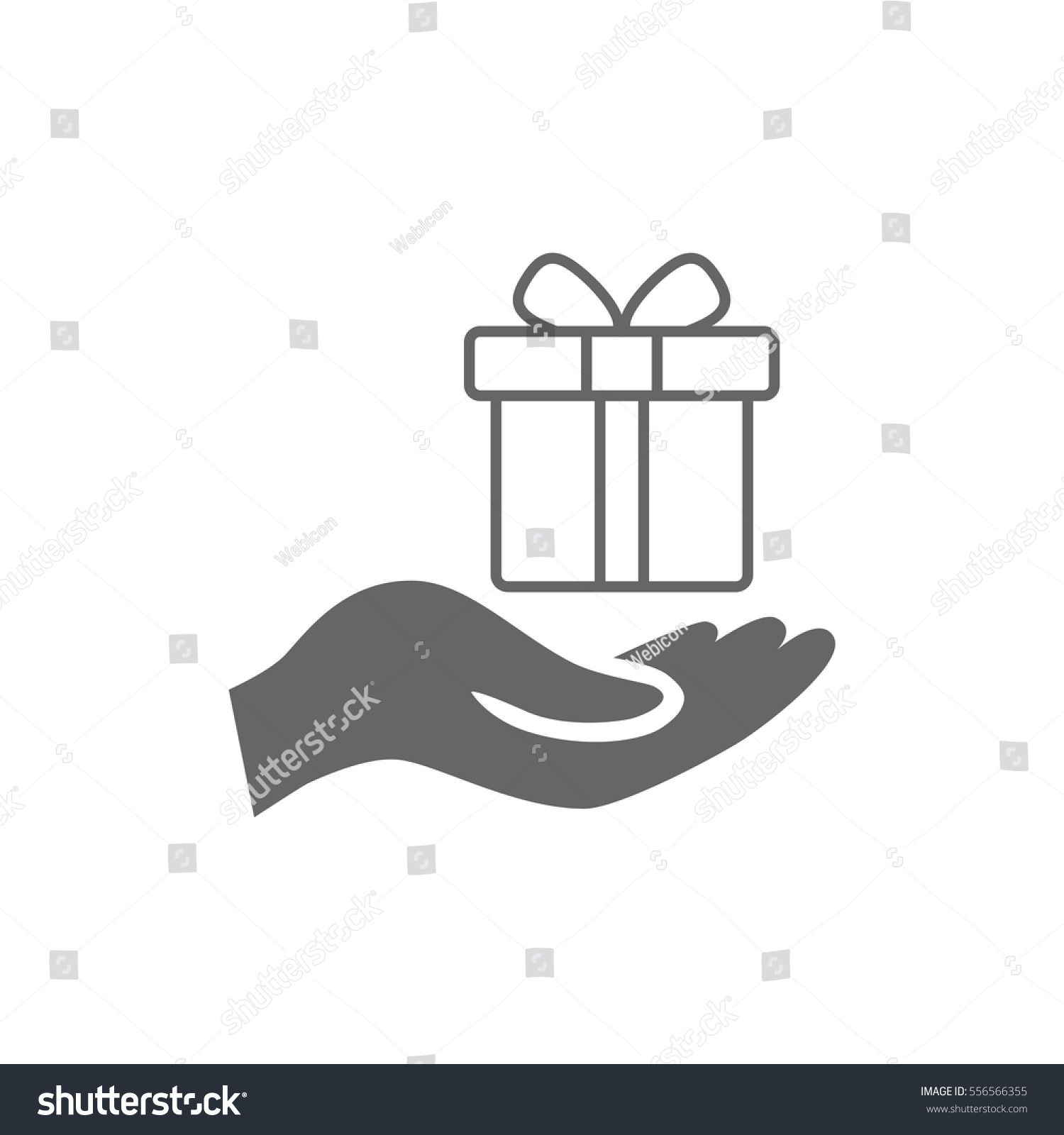 Gift On Hand Icon Vector Stock Vector (Royalty Free) 556566355 ...