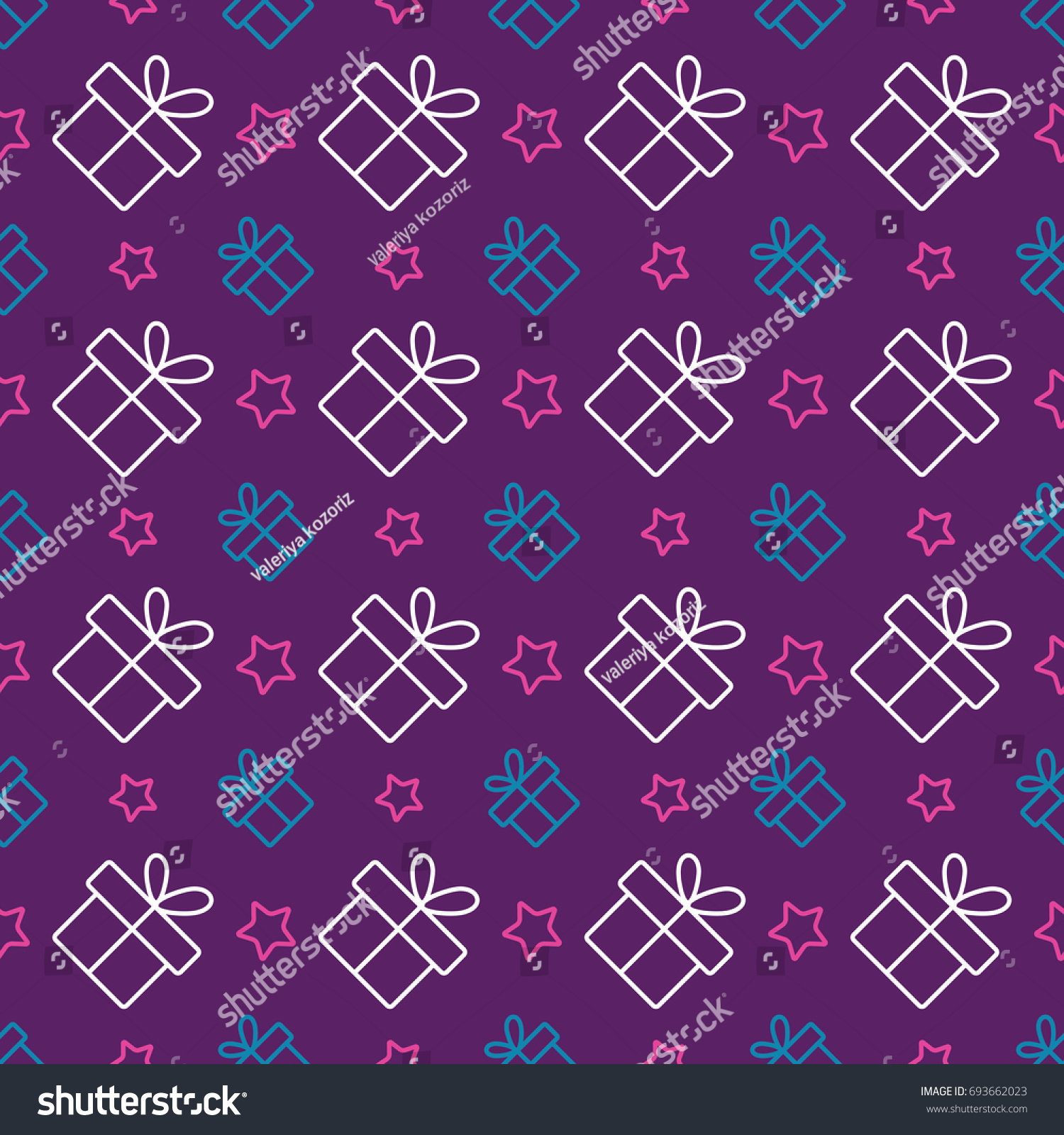 Gift Present Stars Color Line Pattern Stock Vector (Royalty Free ...
