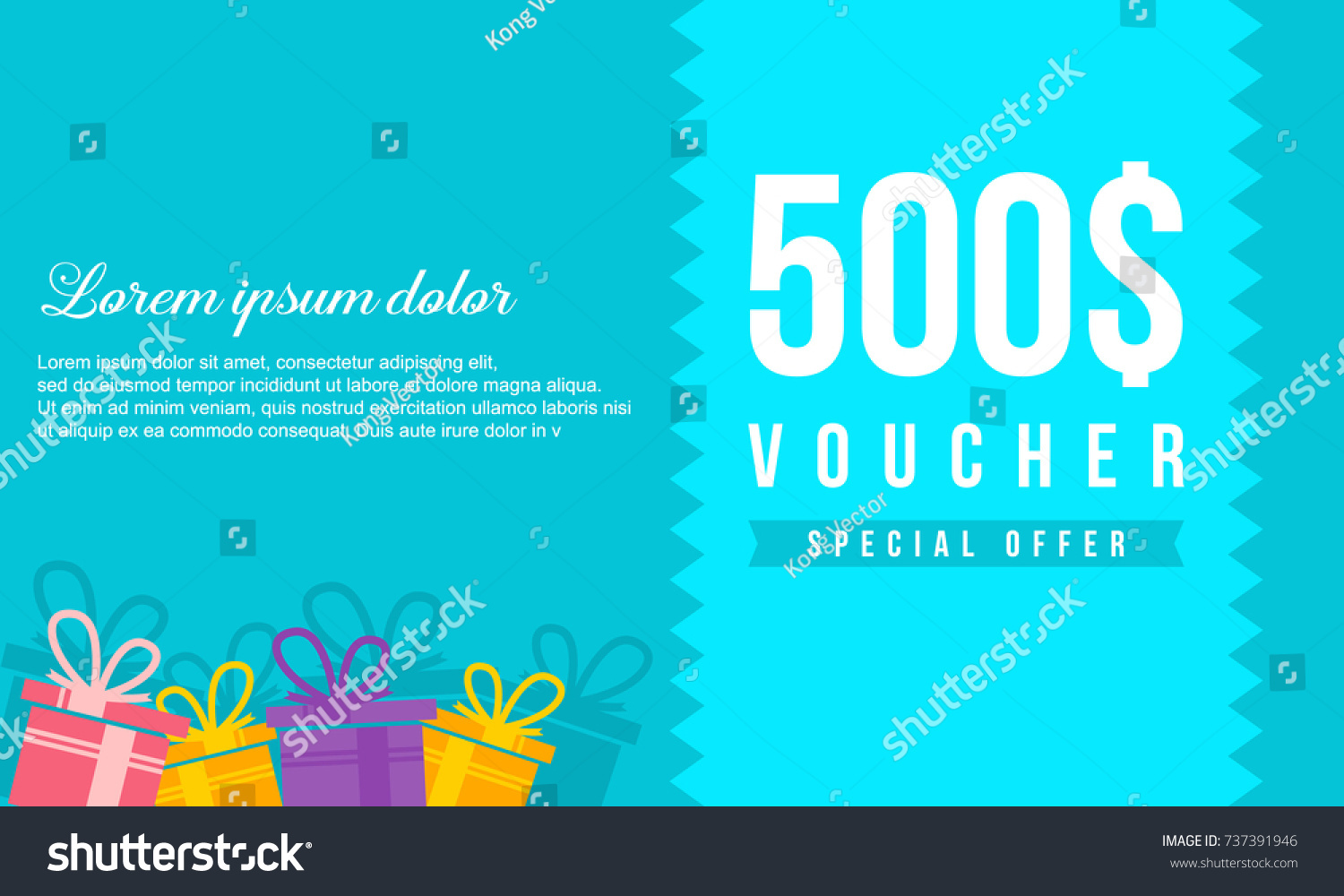 Gift Voucher Flat Design Background Stock Vector (Royalty Free ...