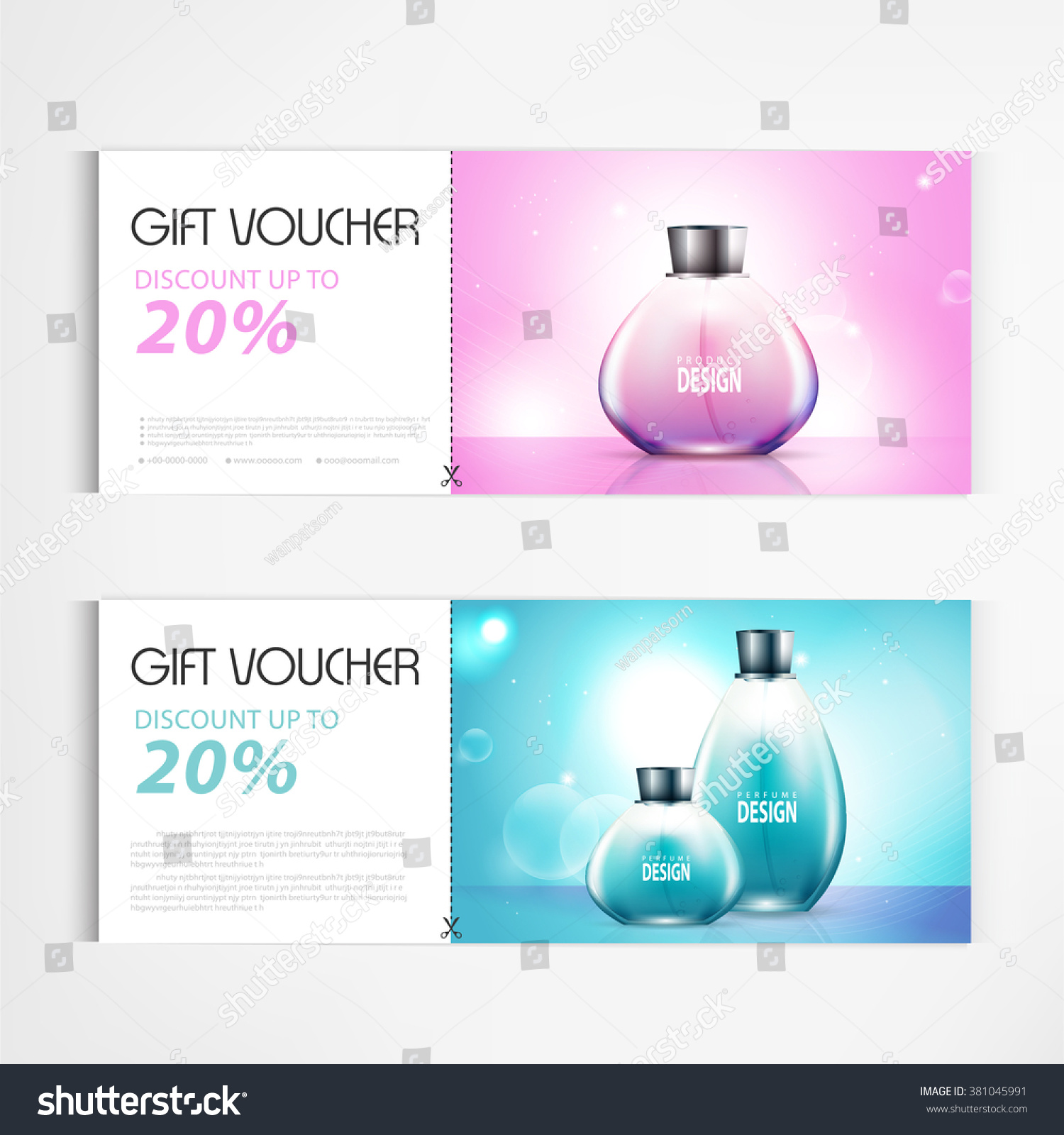 Gift Voucher Perfume Bottles Reflections Vector Stock Vector (Royalty ...