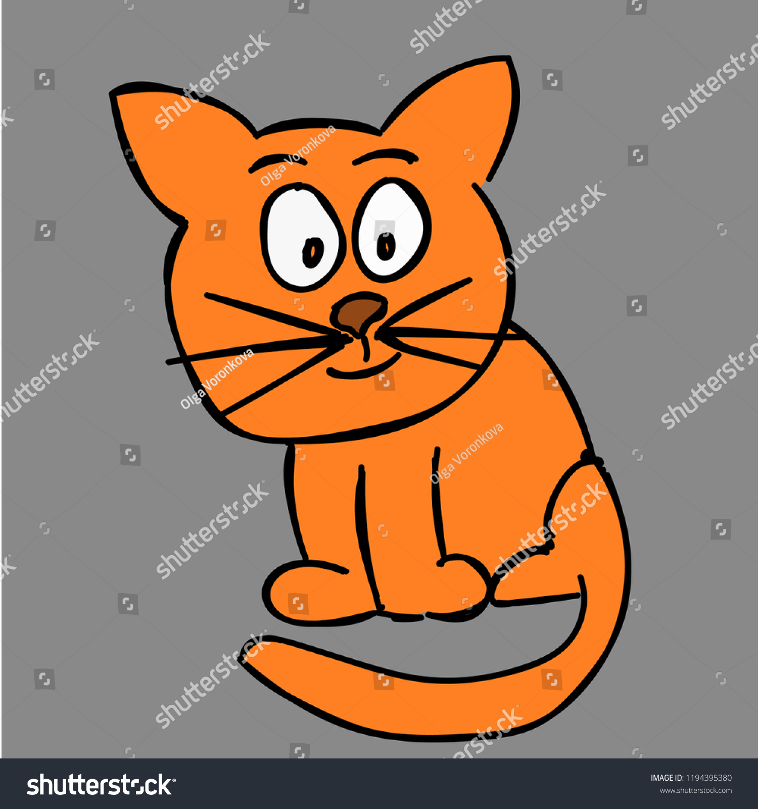Ginger Cartoon Cat Stock Vector (Royalty Free) 1194395380