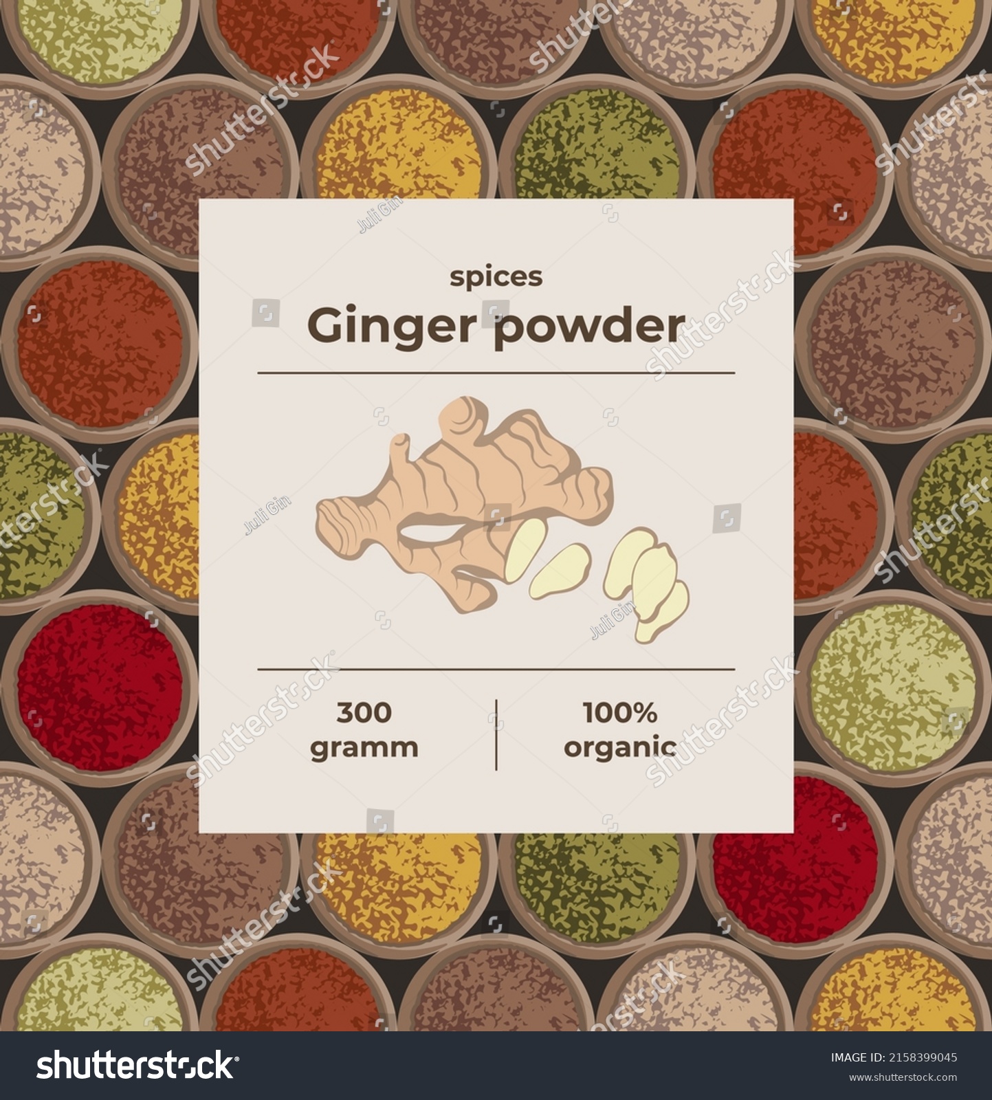 Ginger Spice Concept Packaging Condiments Seamless Stock Vector ...