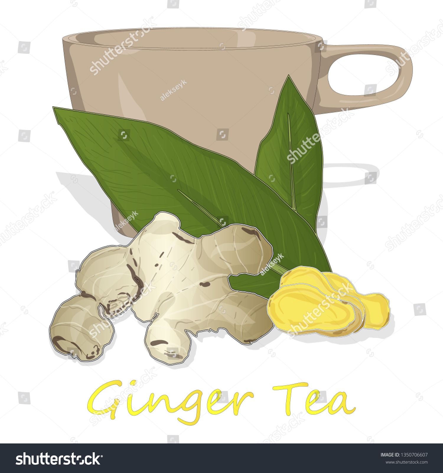 Ginger Tea Vector Illustration Isolated Set Stock Vector (Royalty Free ...