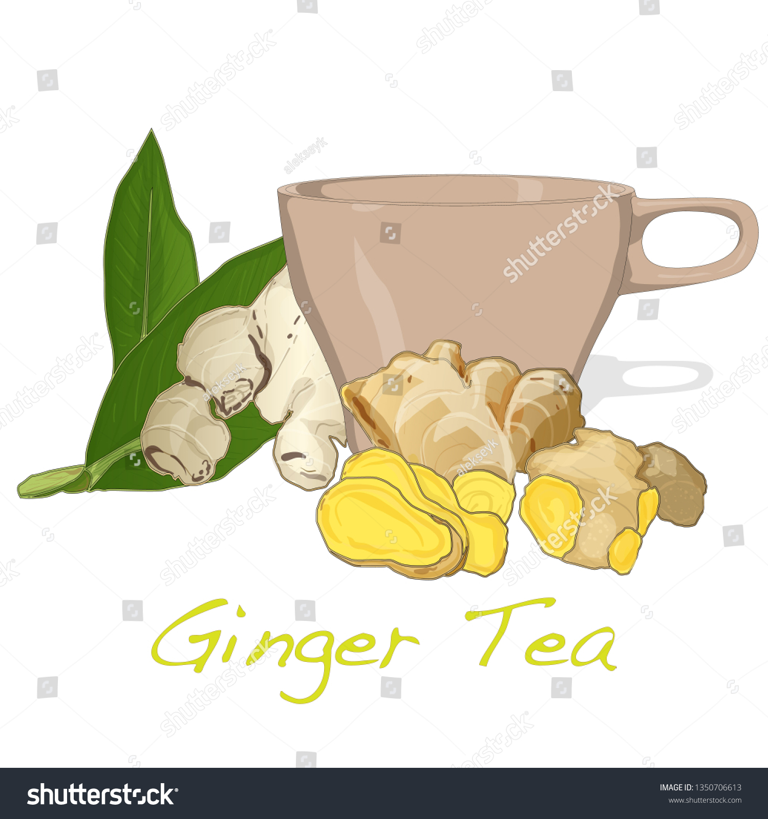 Ginger Tea Vector Illustration Isolated Set Stock Vector (Royalty Free ...