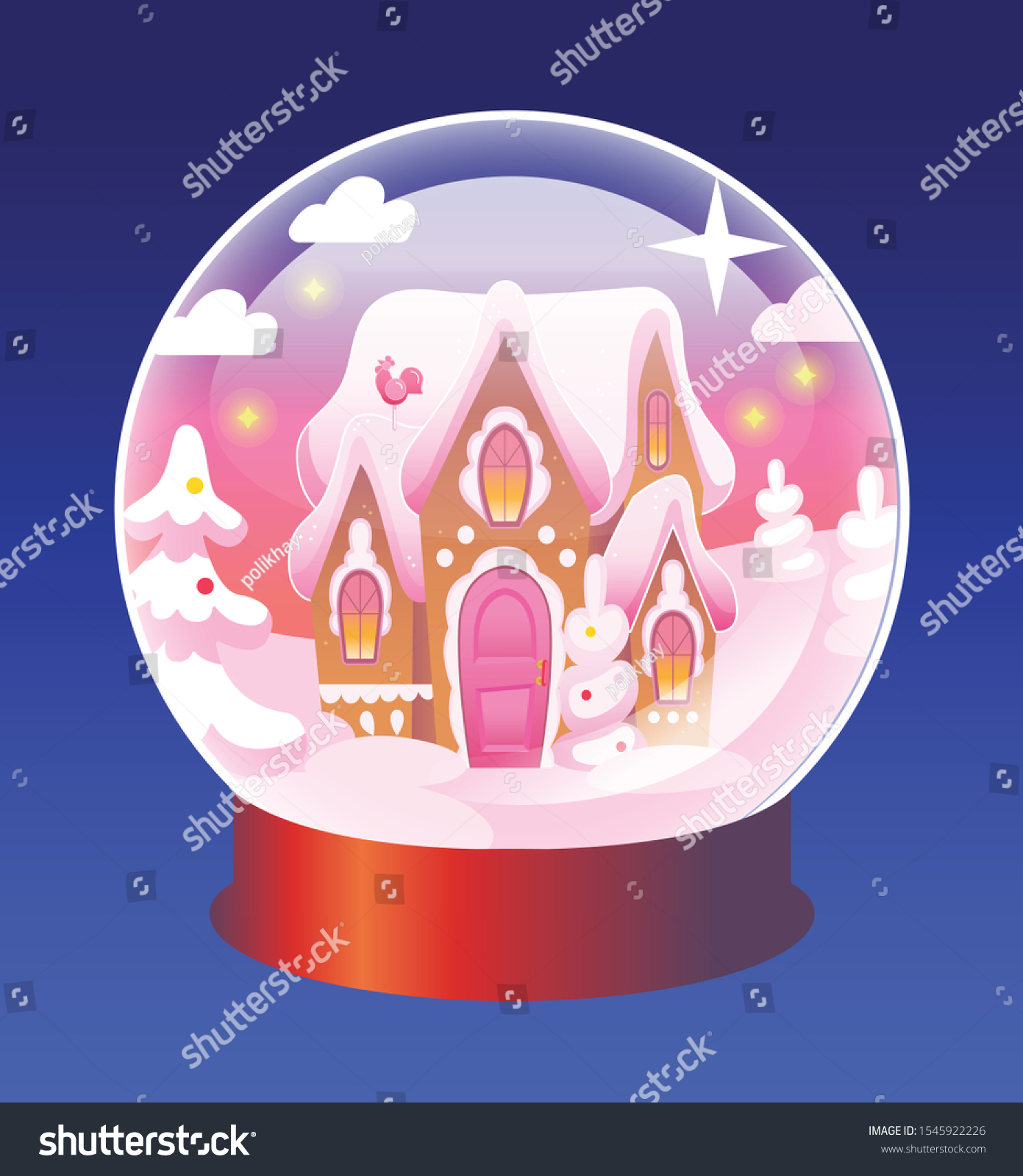 Gingerbread House Magic Snow Globe Stock Vector (Royalty Free ...