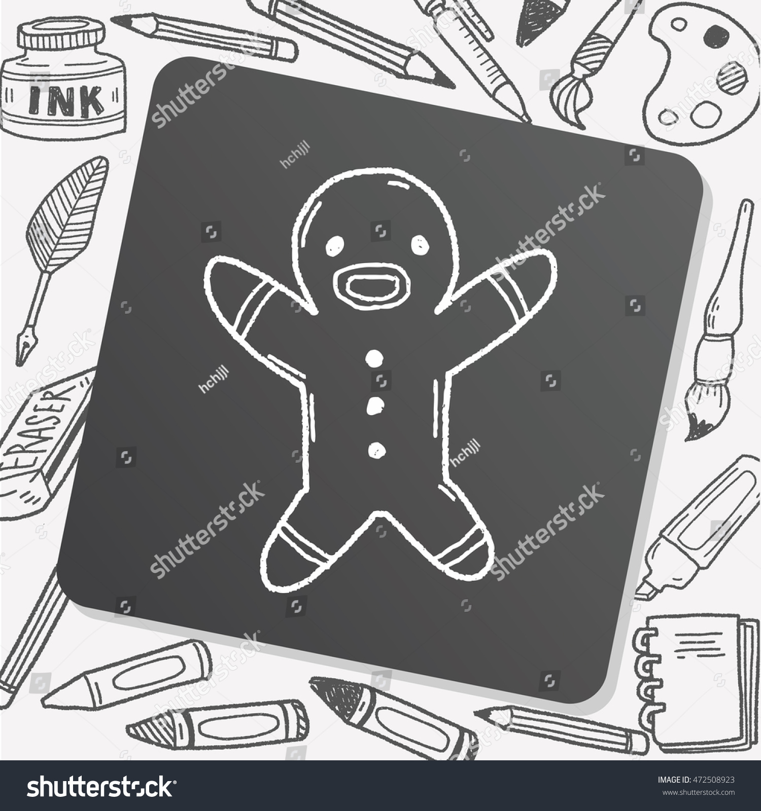 Gingerbread Man Doodle Stock Vector (Royalty Free) 472508923