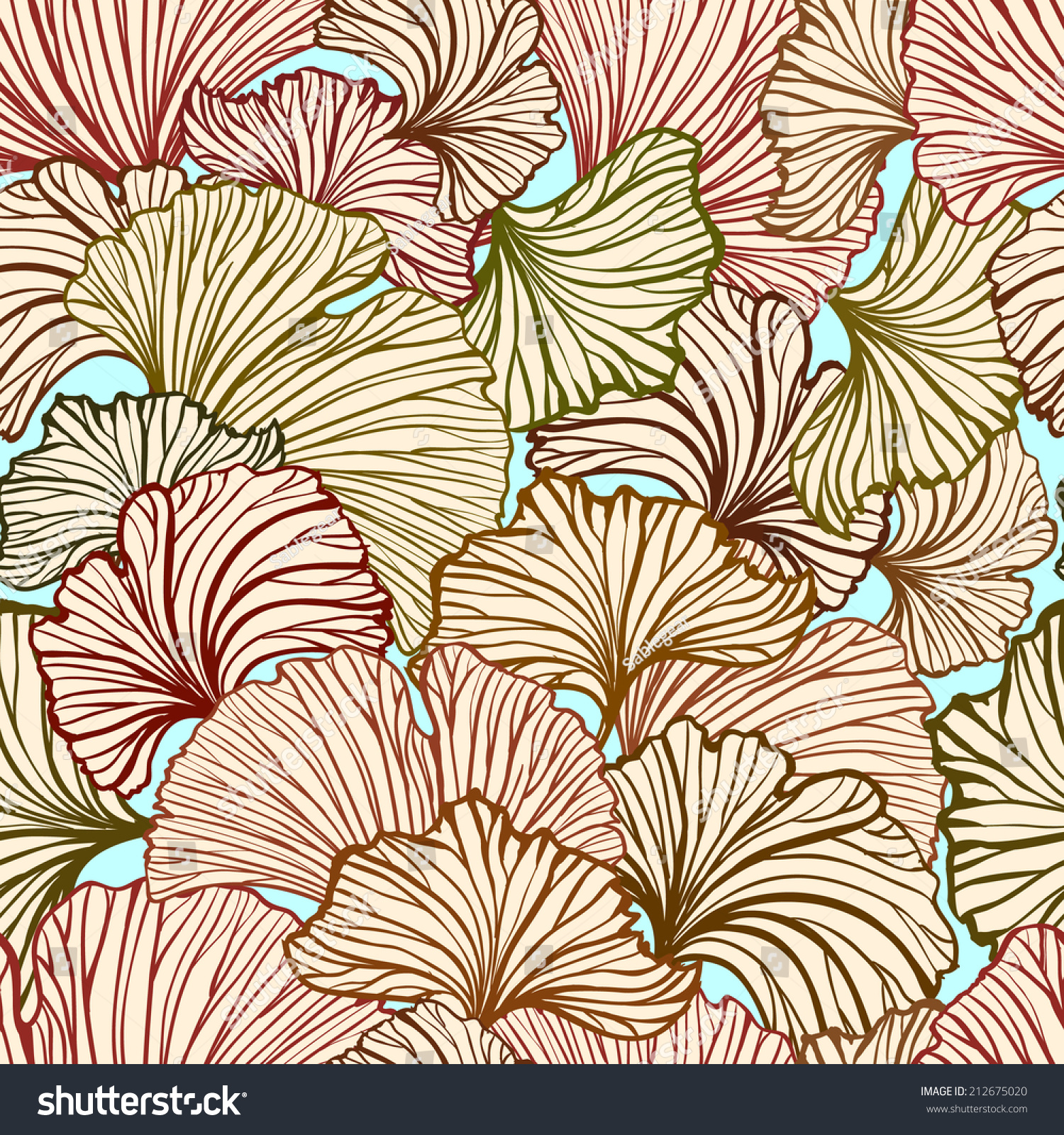 Ginkgo Leaves Vector Seamless Pattern Stock Vector (Royalty Free) 212675020