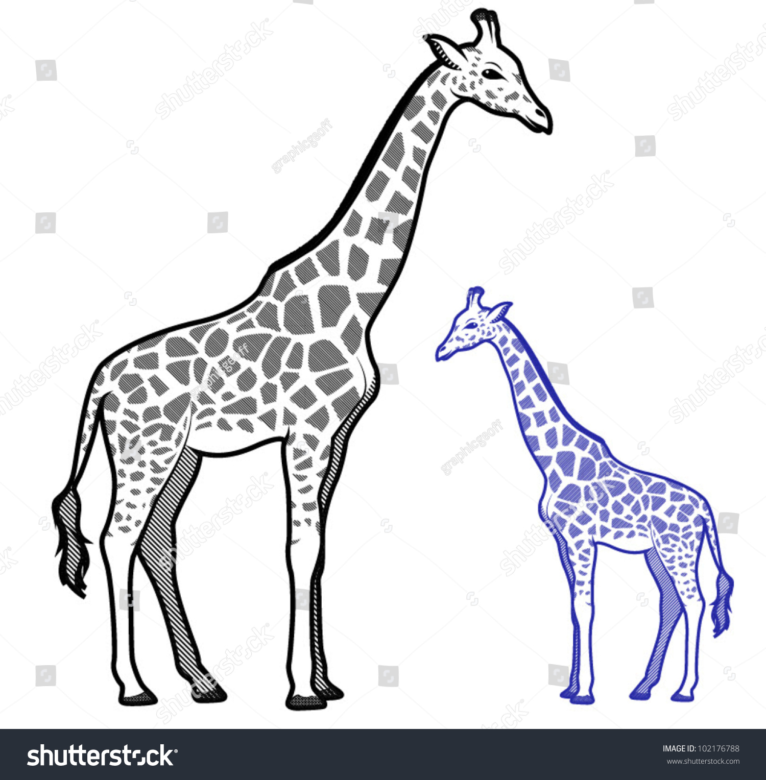 Giraffe Line Art Illustrations - 102176788 : Shutterstock