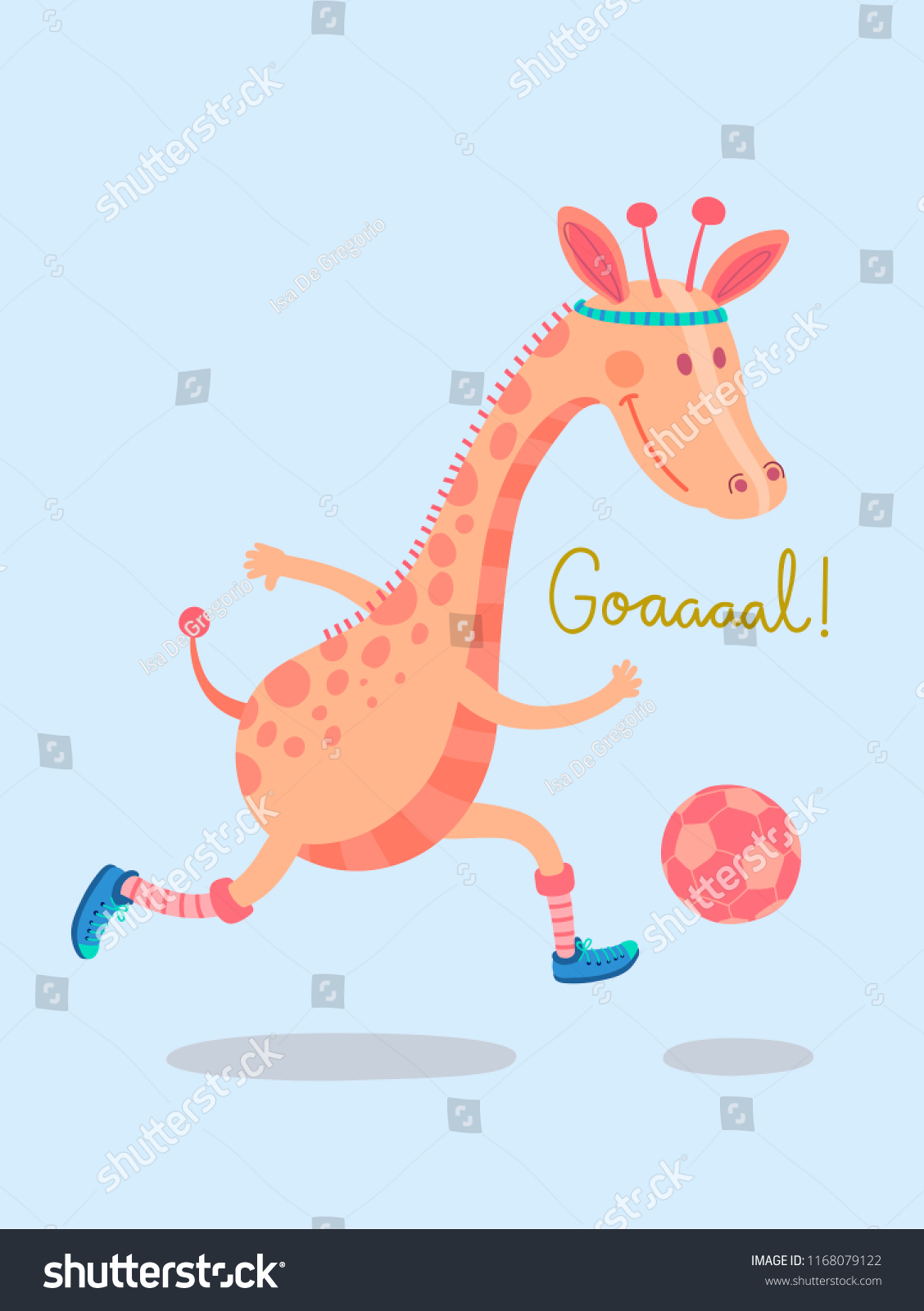 Giraffe Playing Soccer Ball Stock Vector (Royalty Free) 1168079122