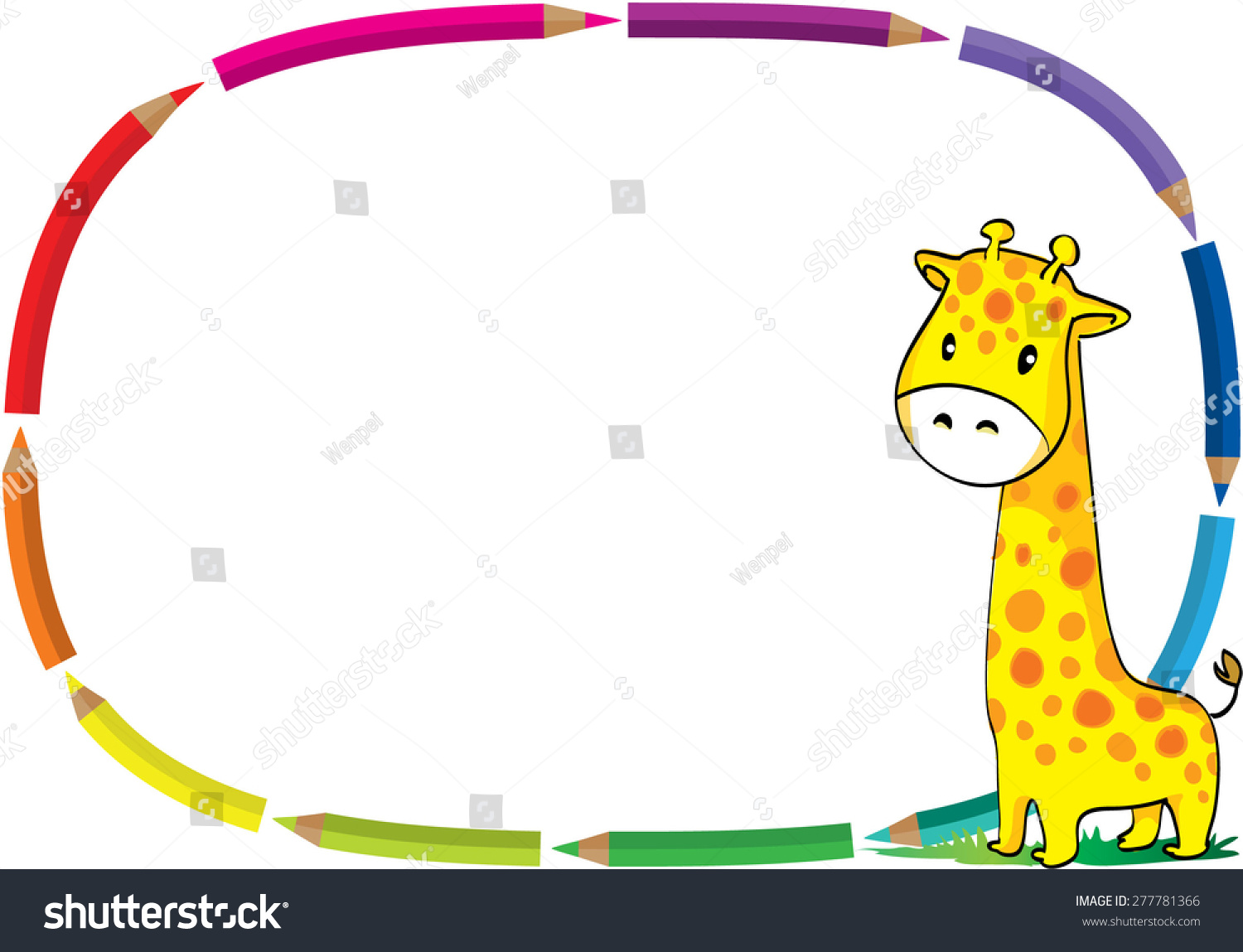 Giraffe Color Pencil Border Stock Vector (Royalty Free) 277781366