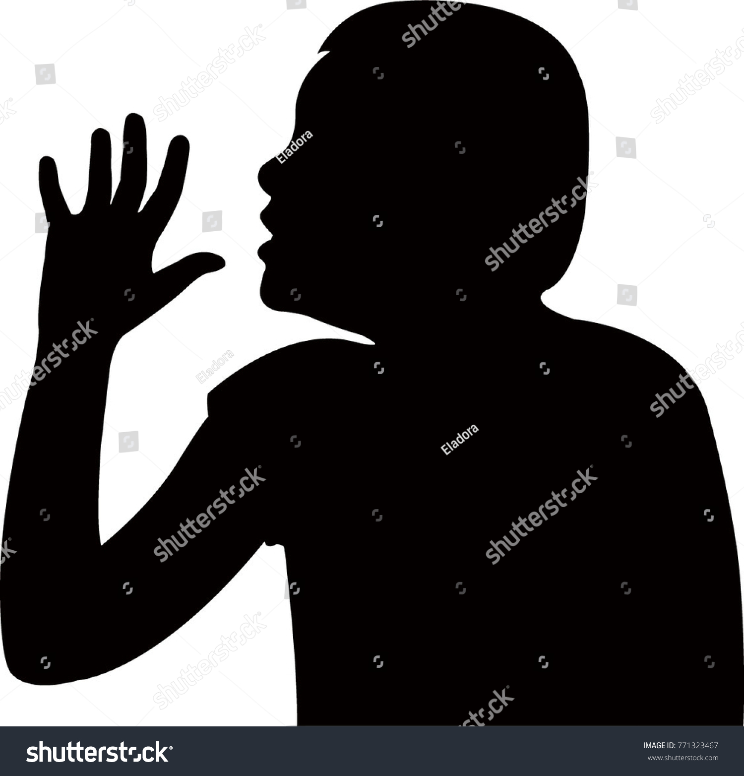 Girl Announcing Silhouette Vector: vector de stock (libre de regalías ...