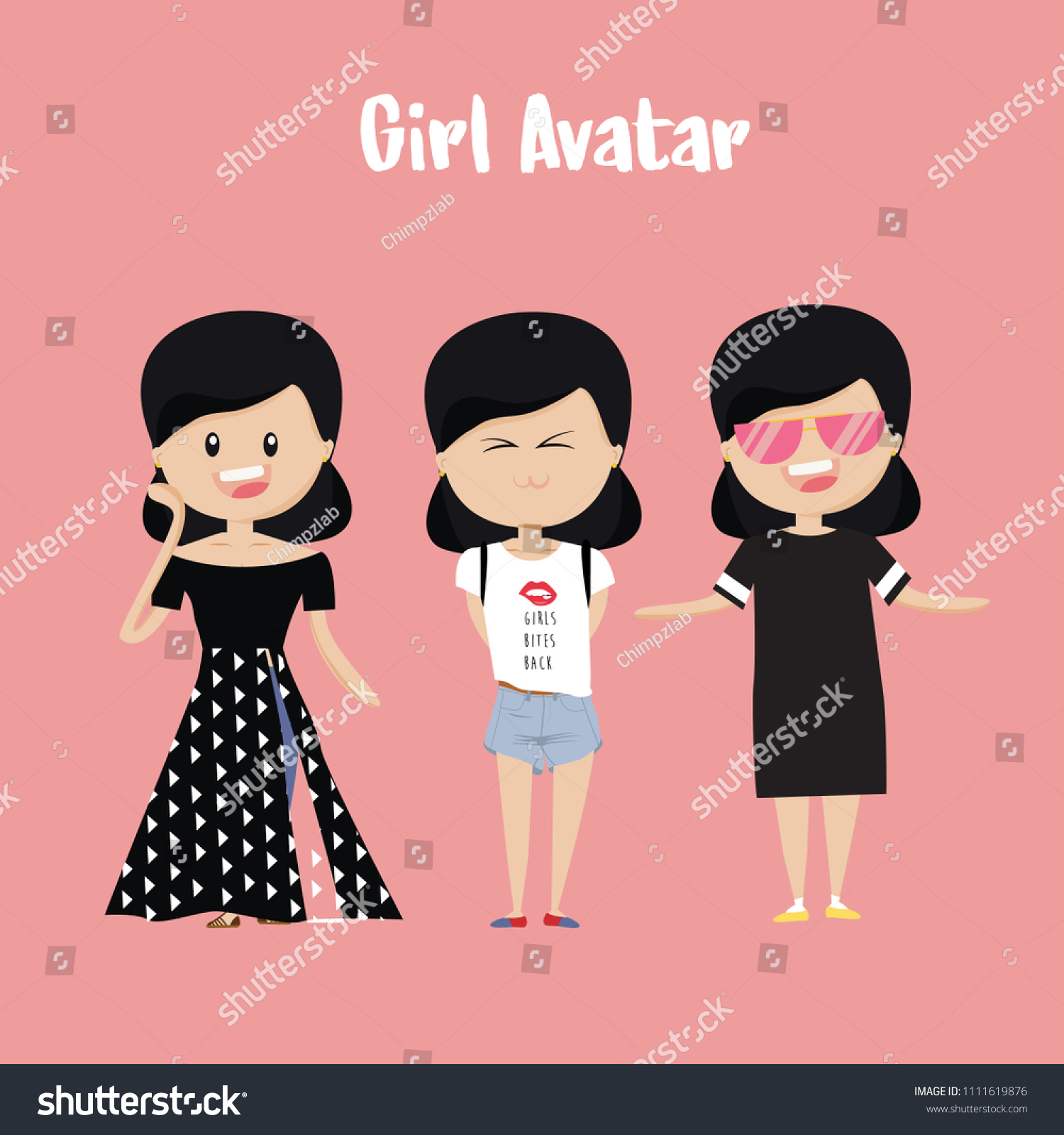 Girl Avatar Vector: vector de stock (libre de regalías) 1111619876 ...