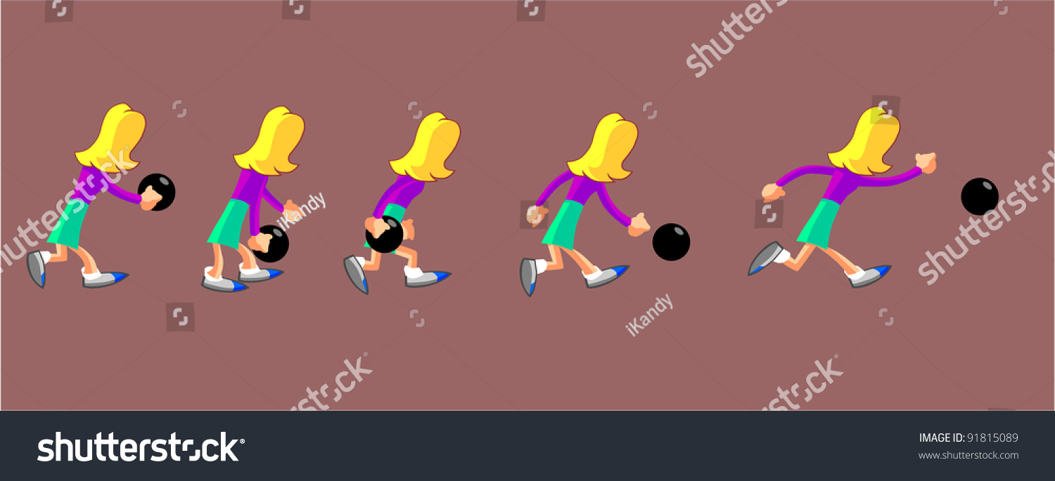 Girl Bowling Sequence Stock Vector (Royalty Free) 91815089