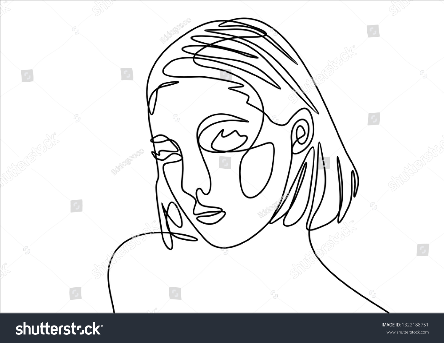 Girl Continuous Line Stock Vector (Royalty Free) 1322188751 | Shutterstock