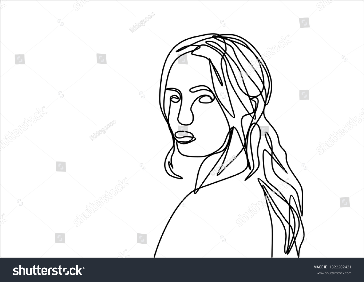 Girl Continuous Line Stock Vector (Royalty Free) 1322202431 | Shutterstock