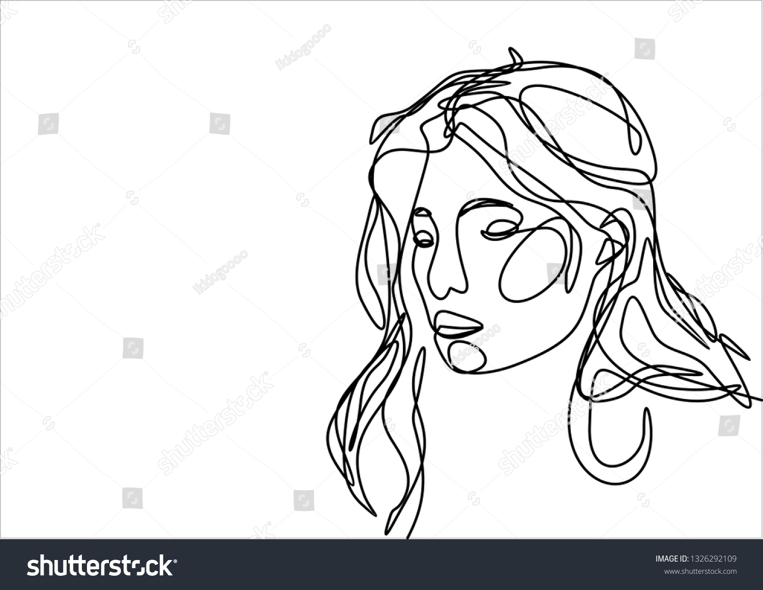 Girl Continuous Line Stock Vector (Royalty Free) 1326292109