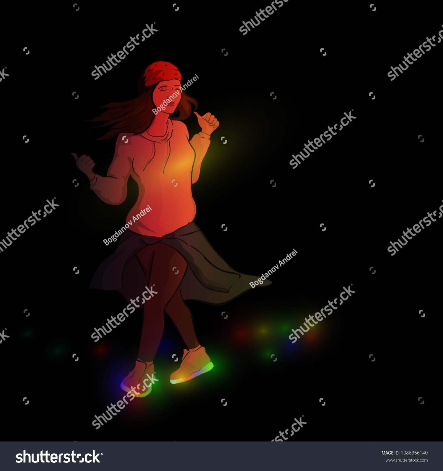 Girldancing Shuffle Stock Vector (Royalty Free) 1086366140